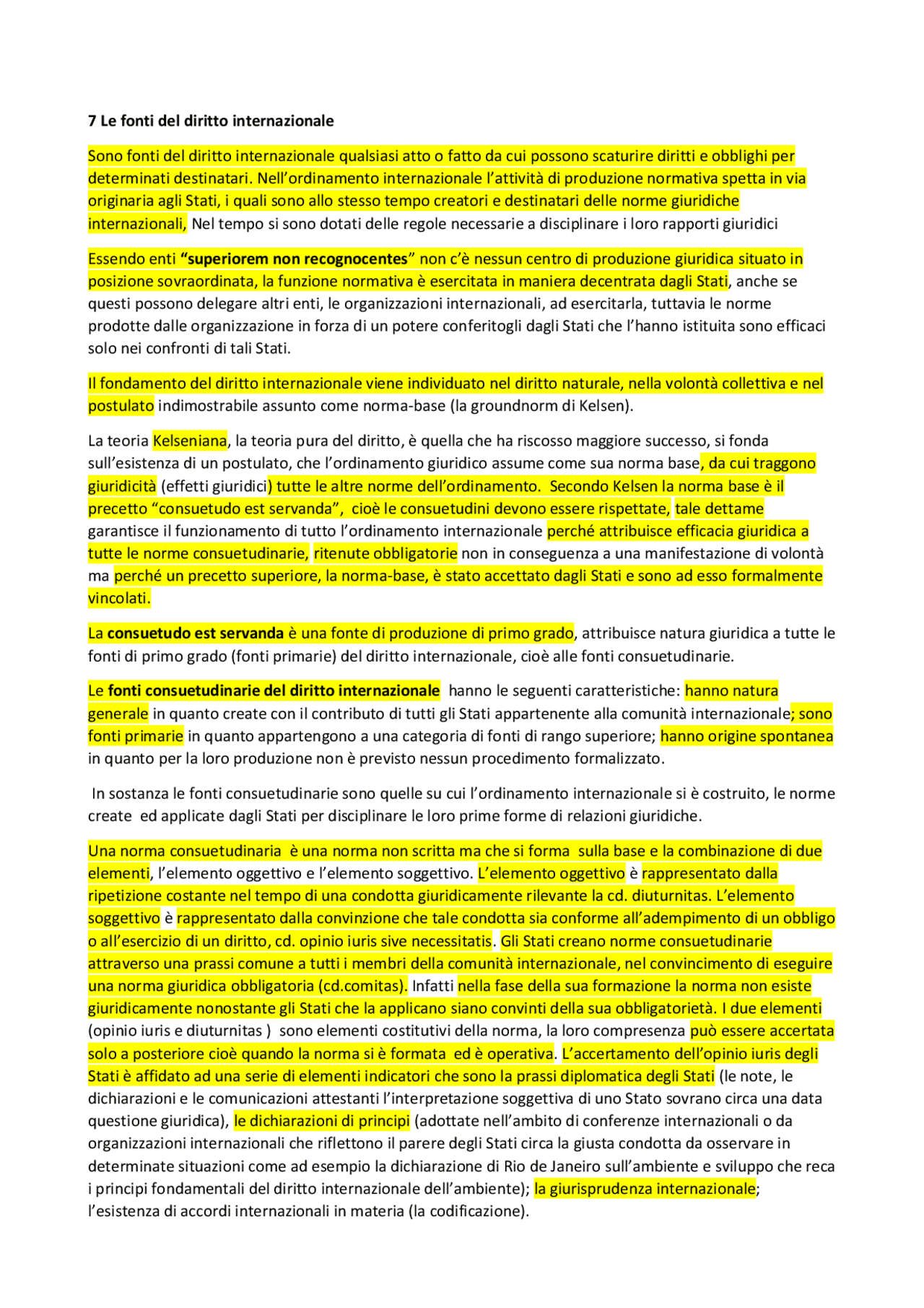 Le Fonti Del Diritto Internazionale Docsity