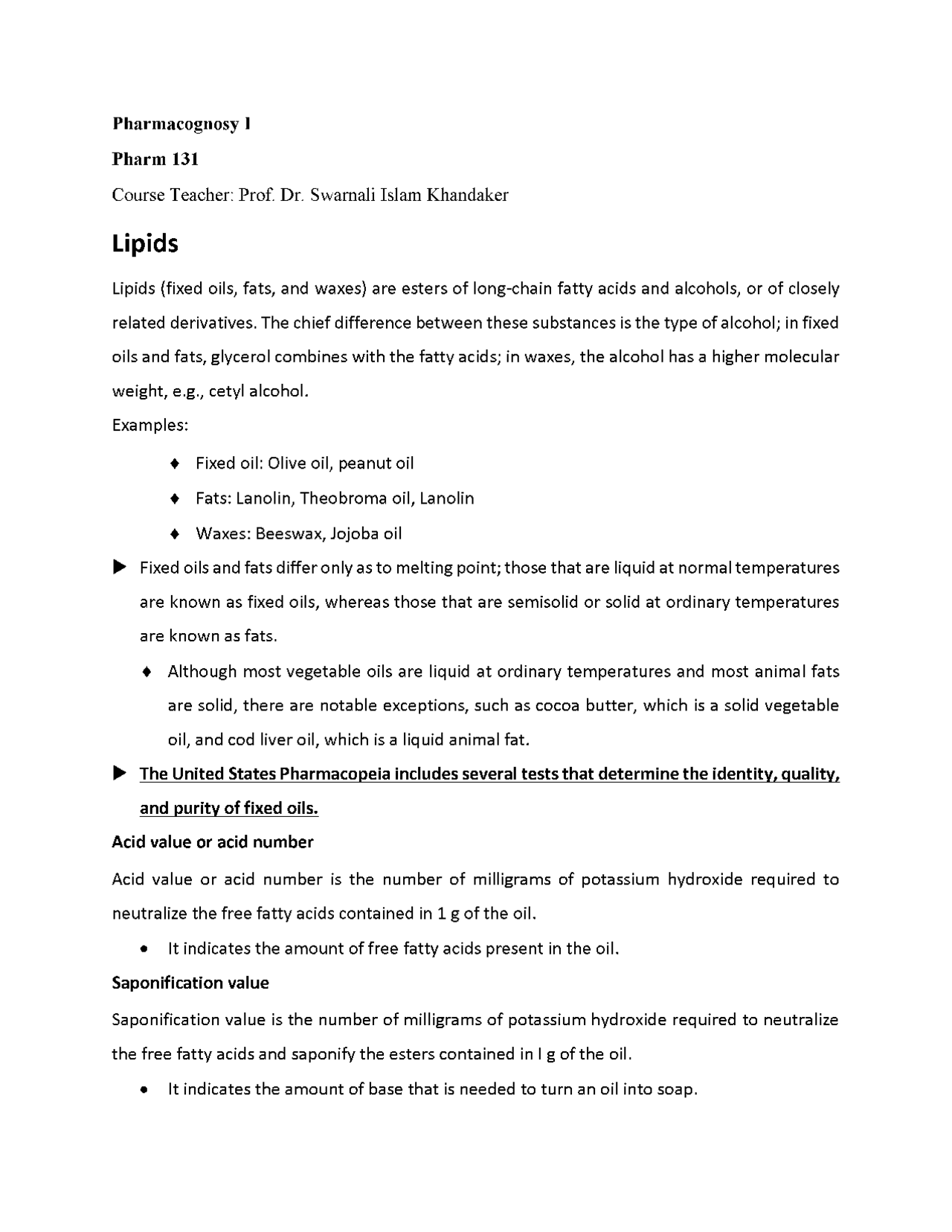 Lipids And Its Types Docsity