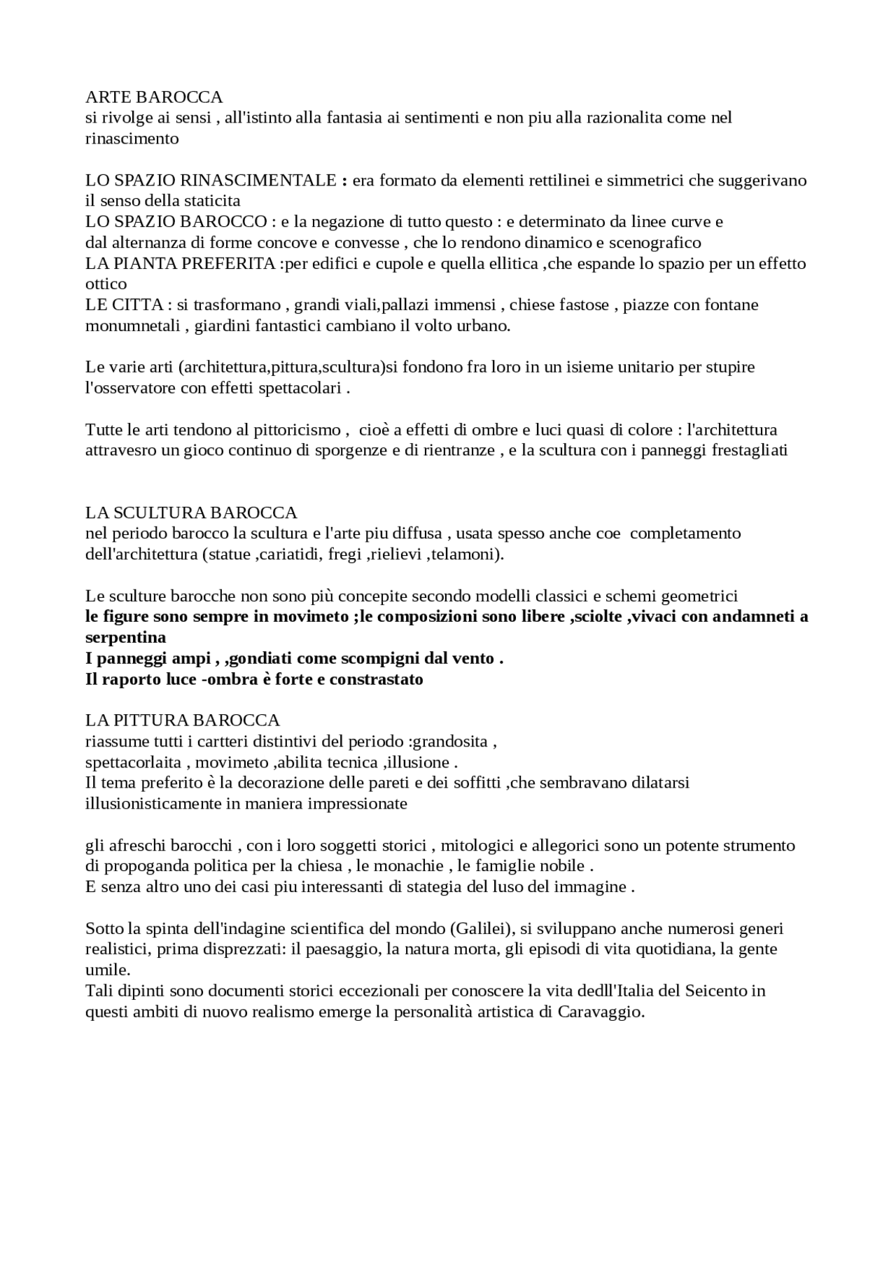 ARTE BAROCCA 5 ANNO LICEO - Docsity