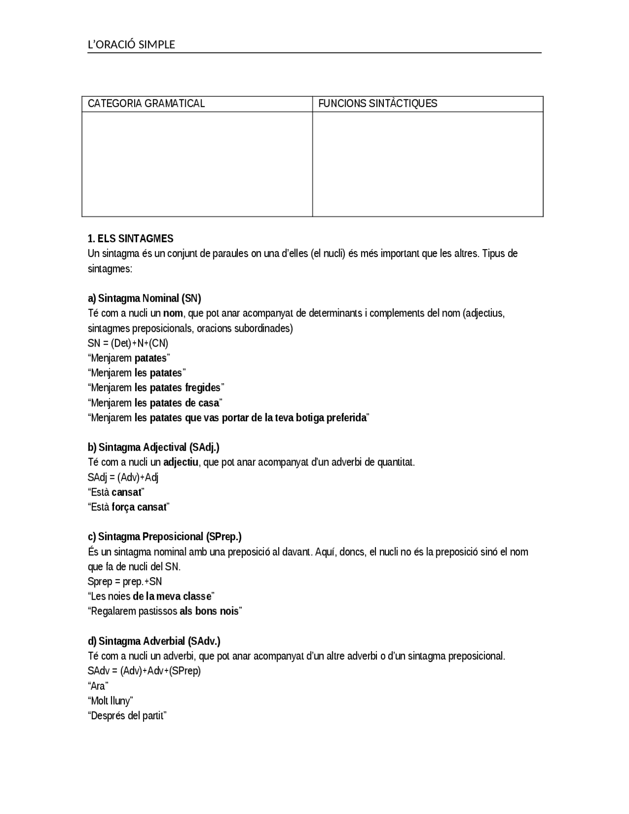 Apunts De Loració Simple Apuntes De Catalán Docsity