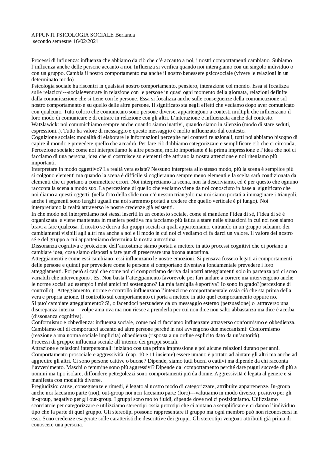 Appunti Di Psicologia Sociale Basati Sul Libro Di Aronson Docsity