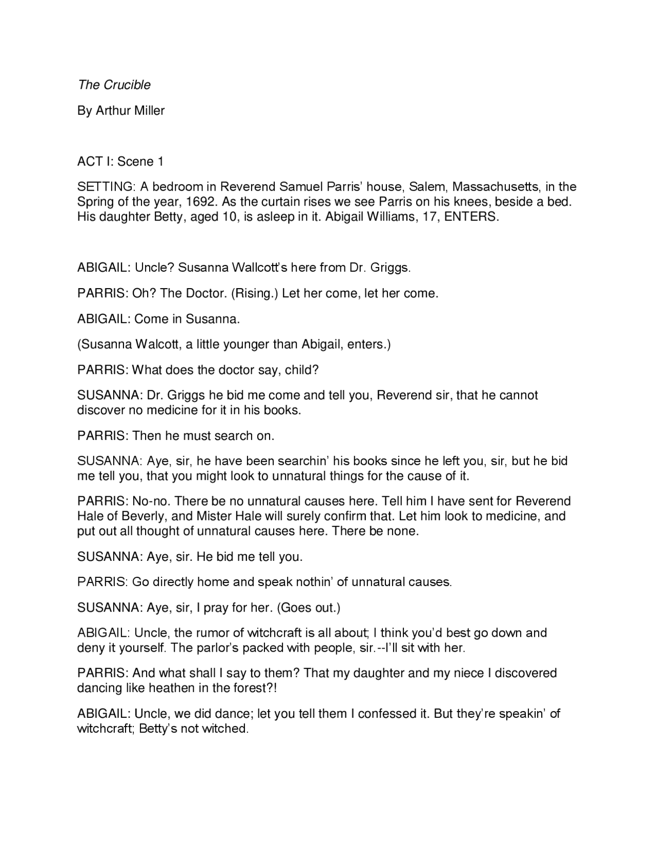 The Crucible Full Book - Docsity