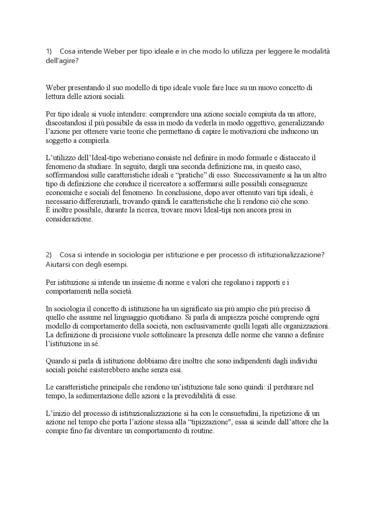 Sociologia Prova Desame Prove Desame Di Sociologia Docsity