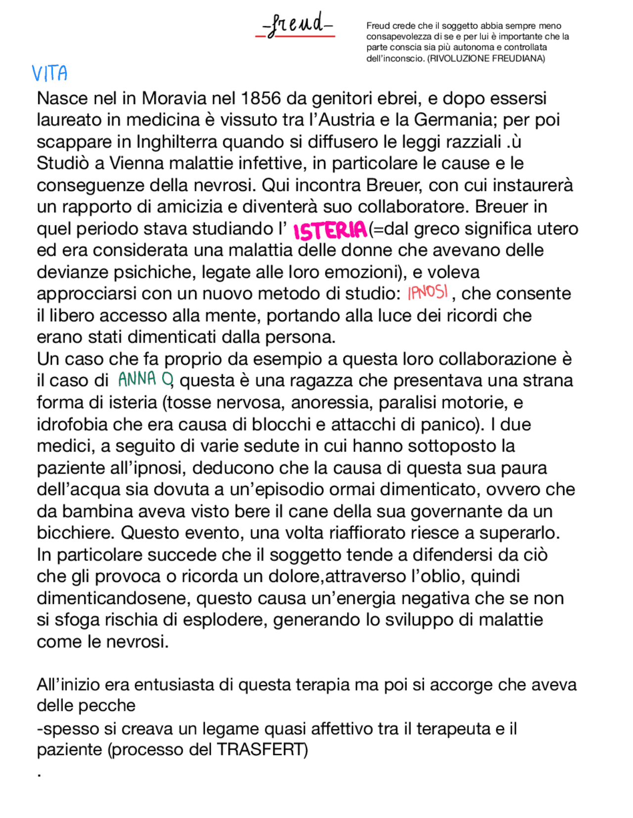 Appunti Sintetici Su Freud Docsity