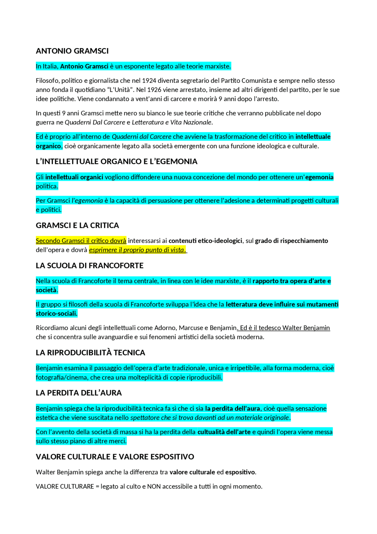 Teorici e Critici dell'arte marxista - Docsity