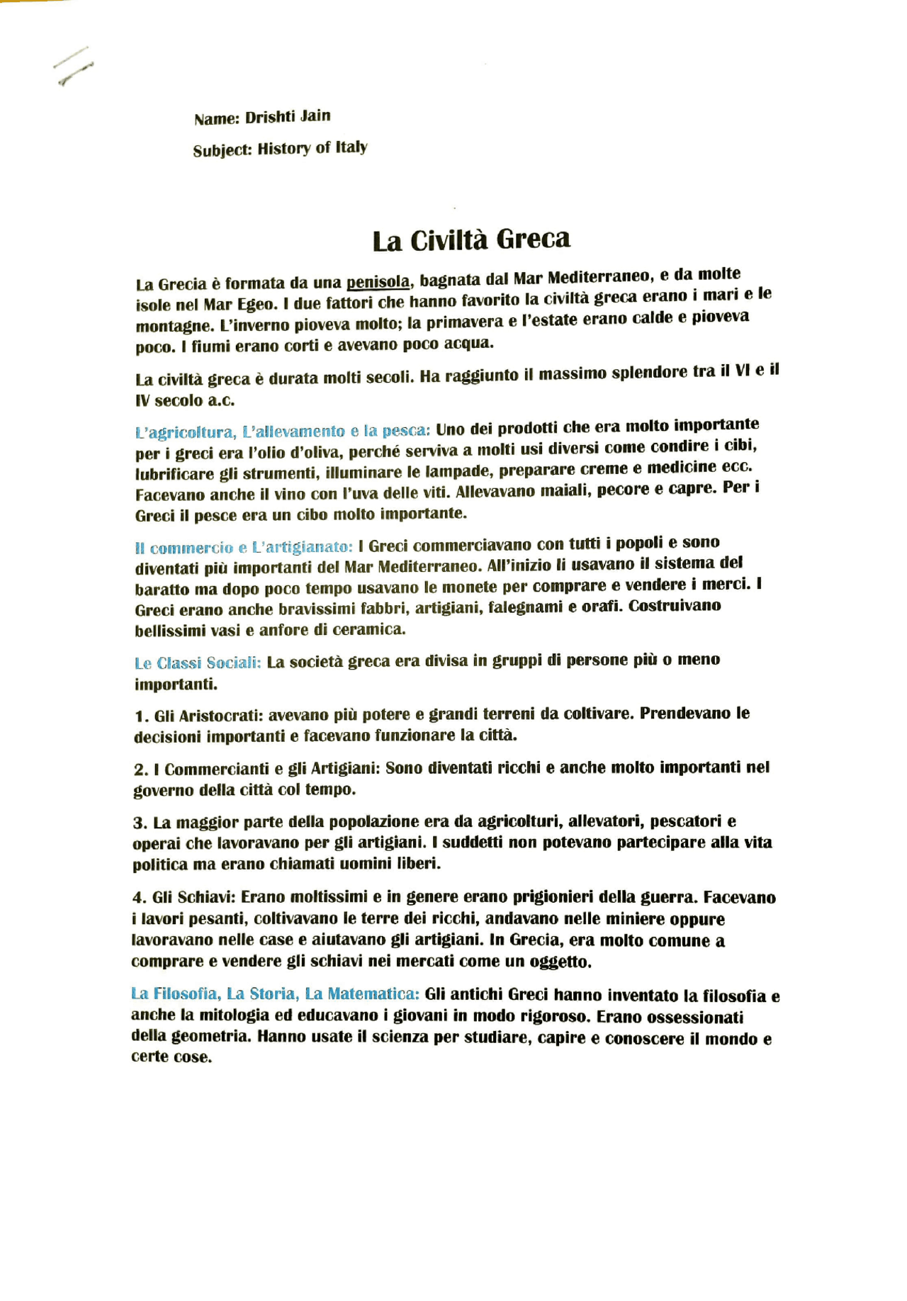 La civiltà Greca, la vita, l'arte e la letteratura - Docsity