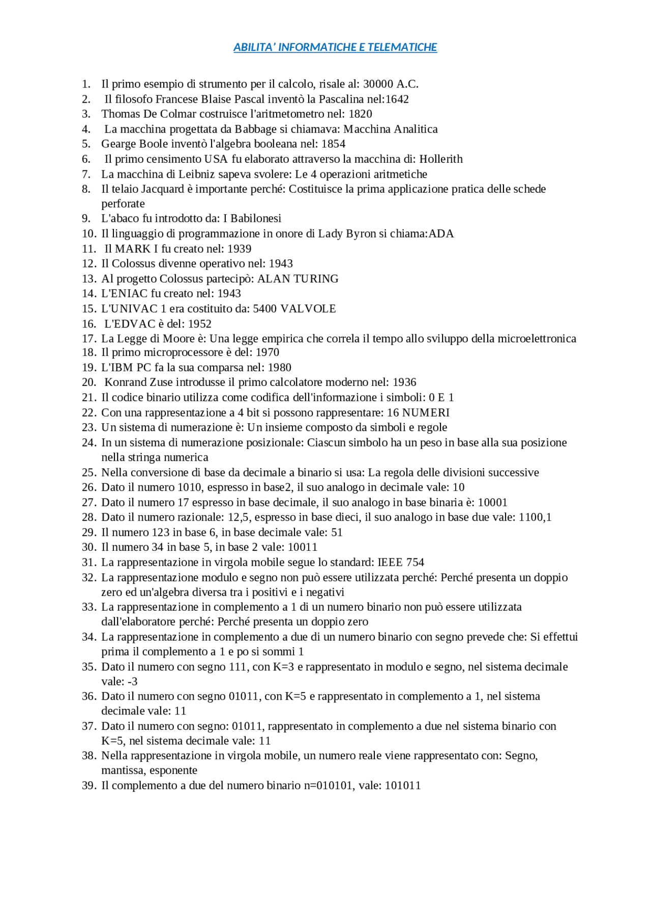 Abilita Informatiche E Telematiche L3 Mercatorum Docsity