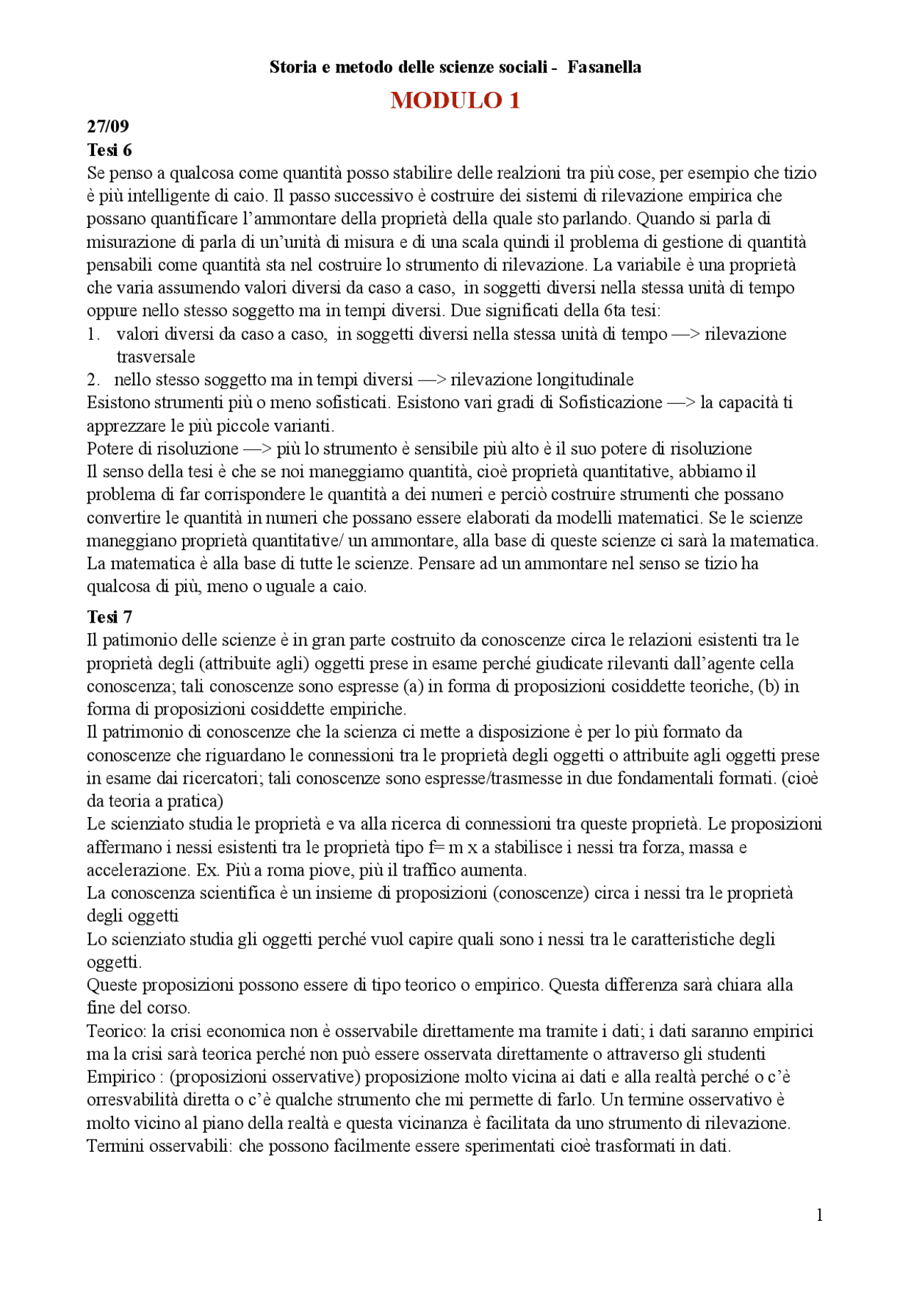Storia E Metodo Delle Scienze Sociali Modulo 1 Docsity