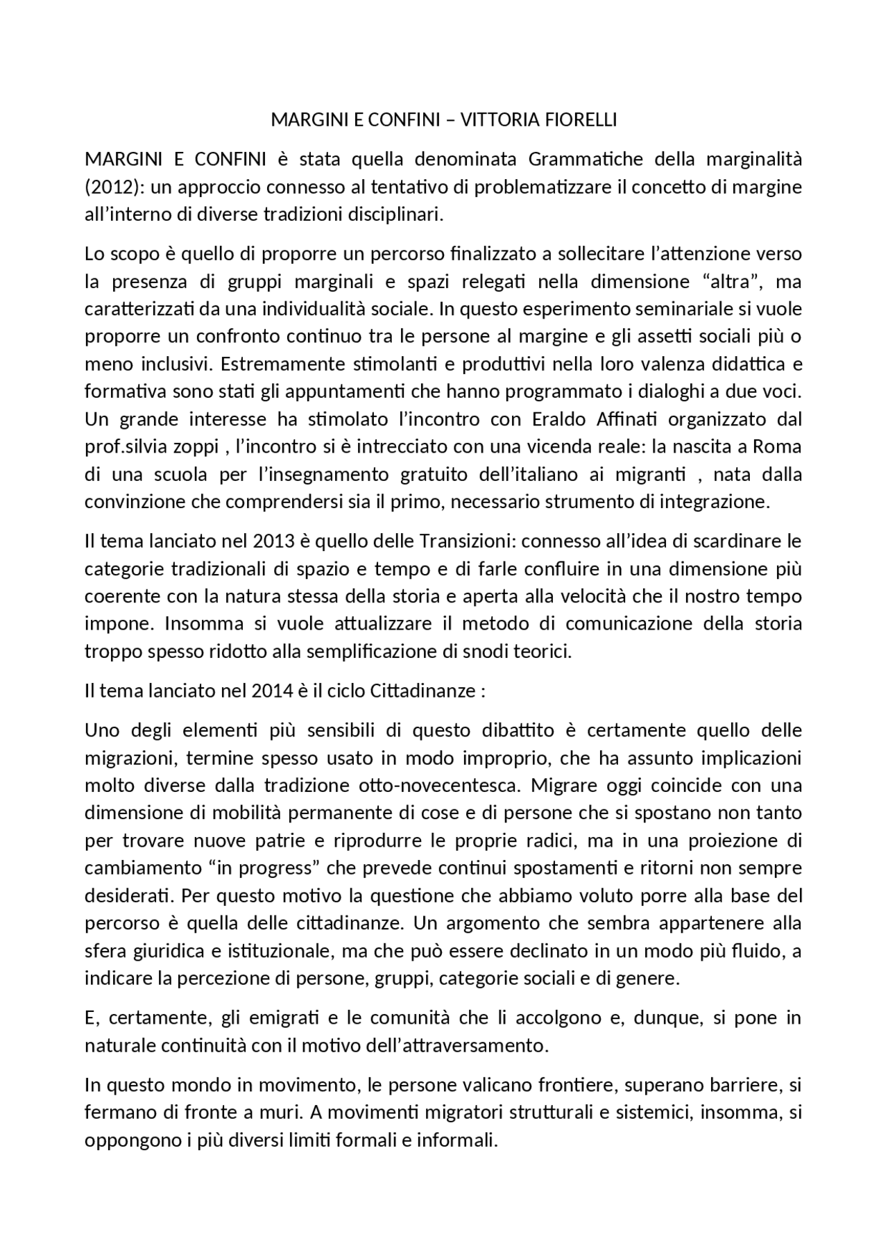Margini E Confini Vittoria Fiorelli Docsity