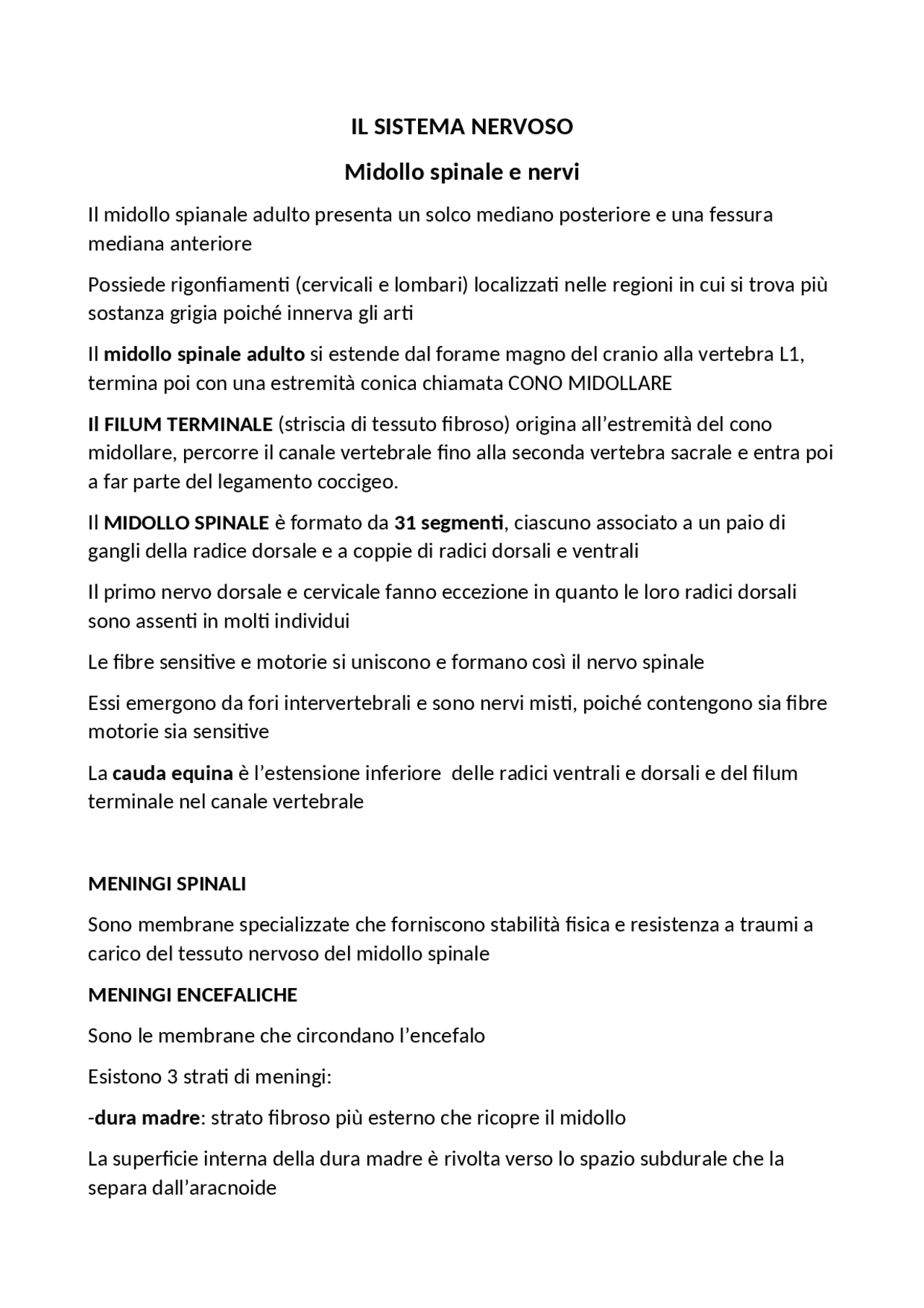 Dispenseriassunti Neuroanatomia Docsity
