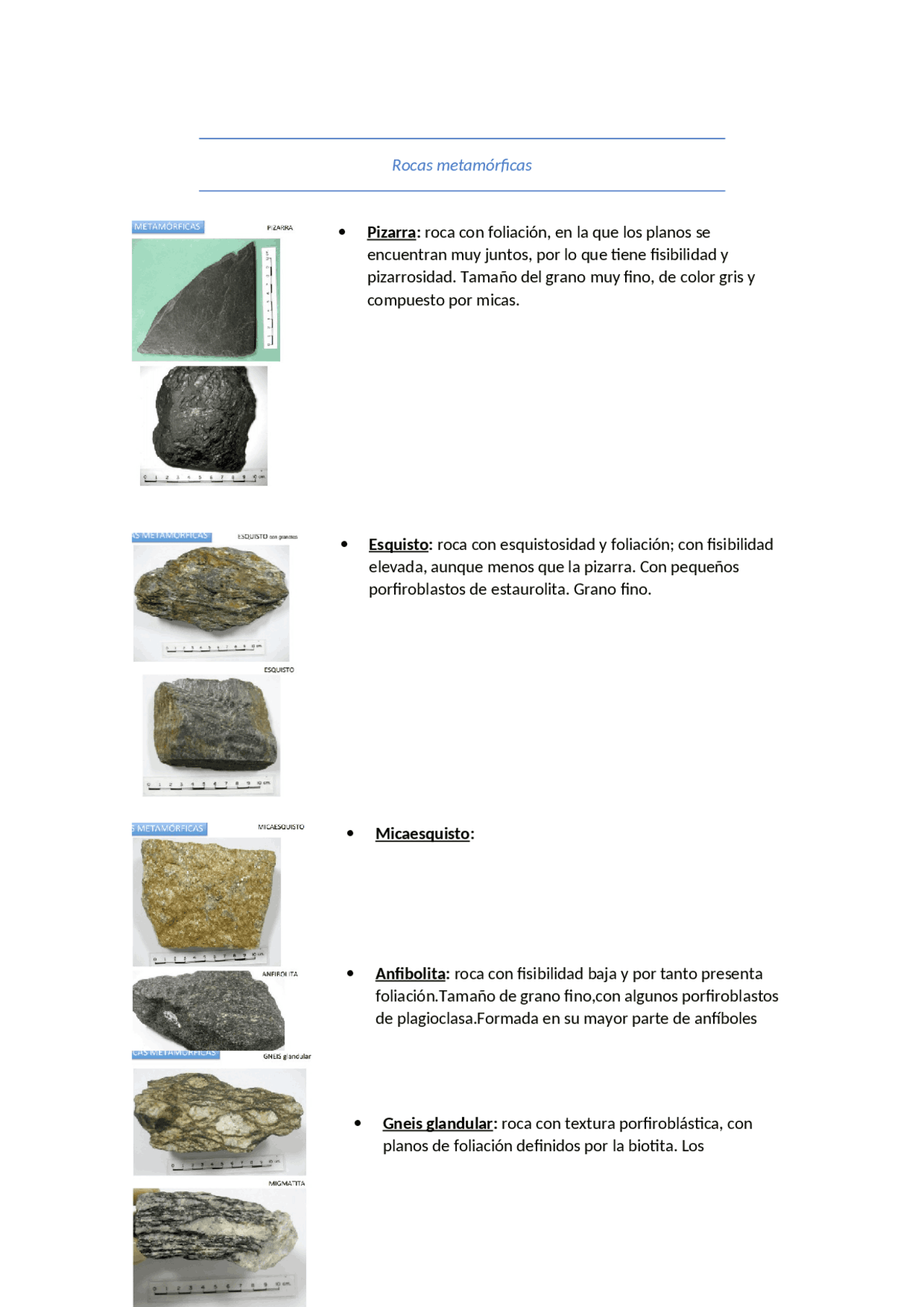 Visu Rocas Metamórficas Principios Geología I Docsity