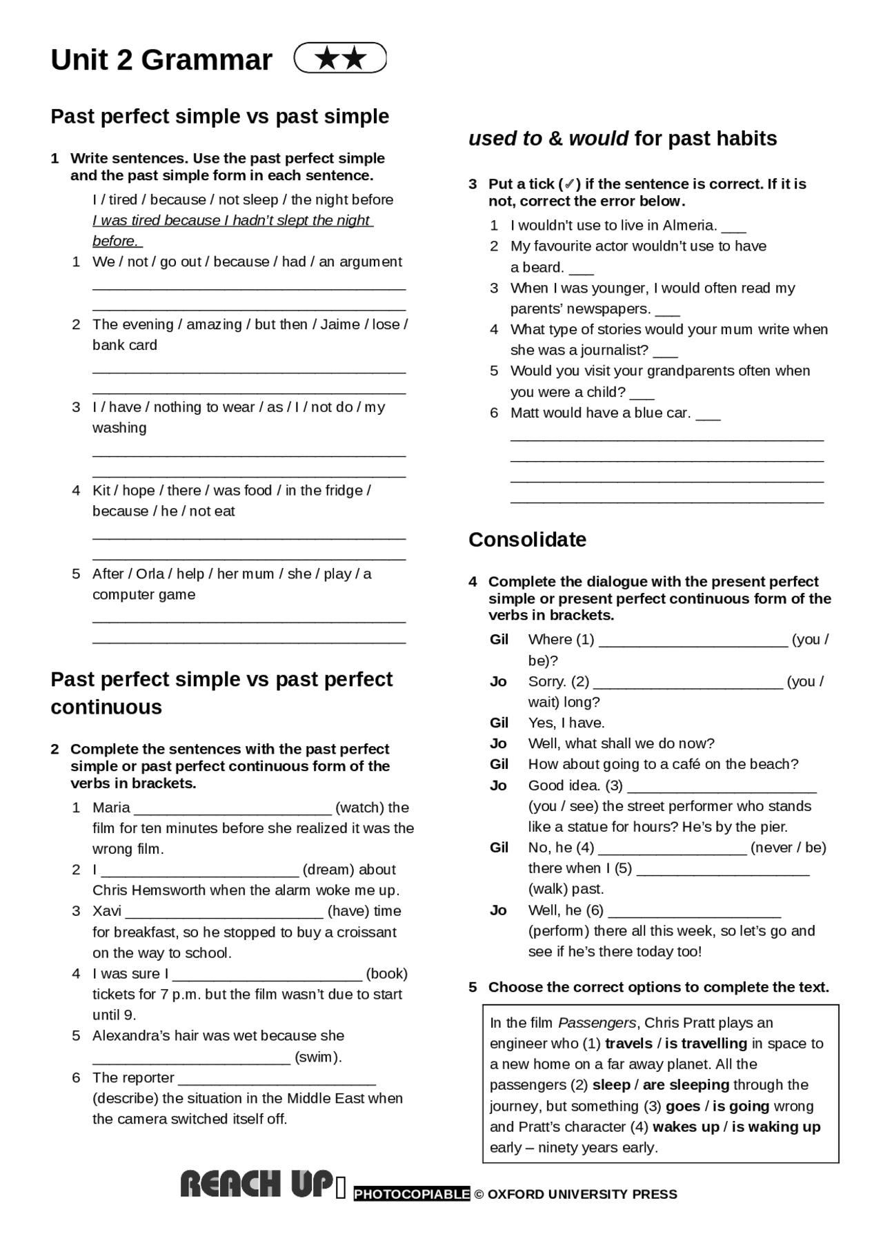 Ejercicios Gramática Inglés 1er Bachillerato Docsity