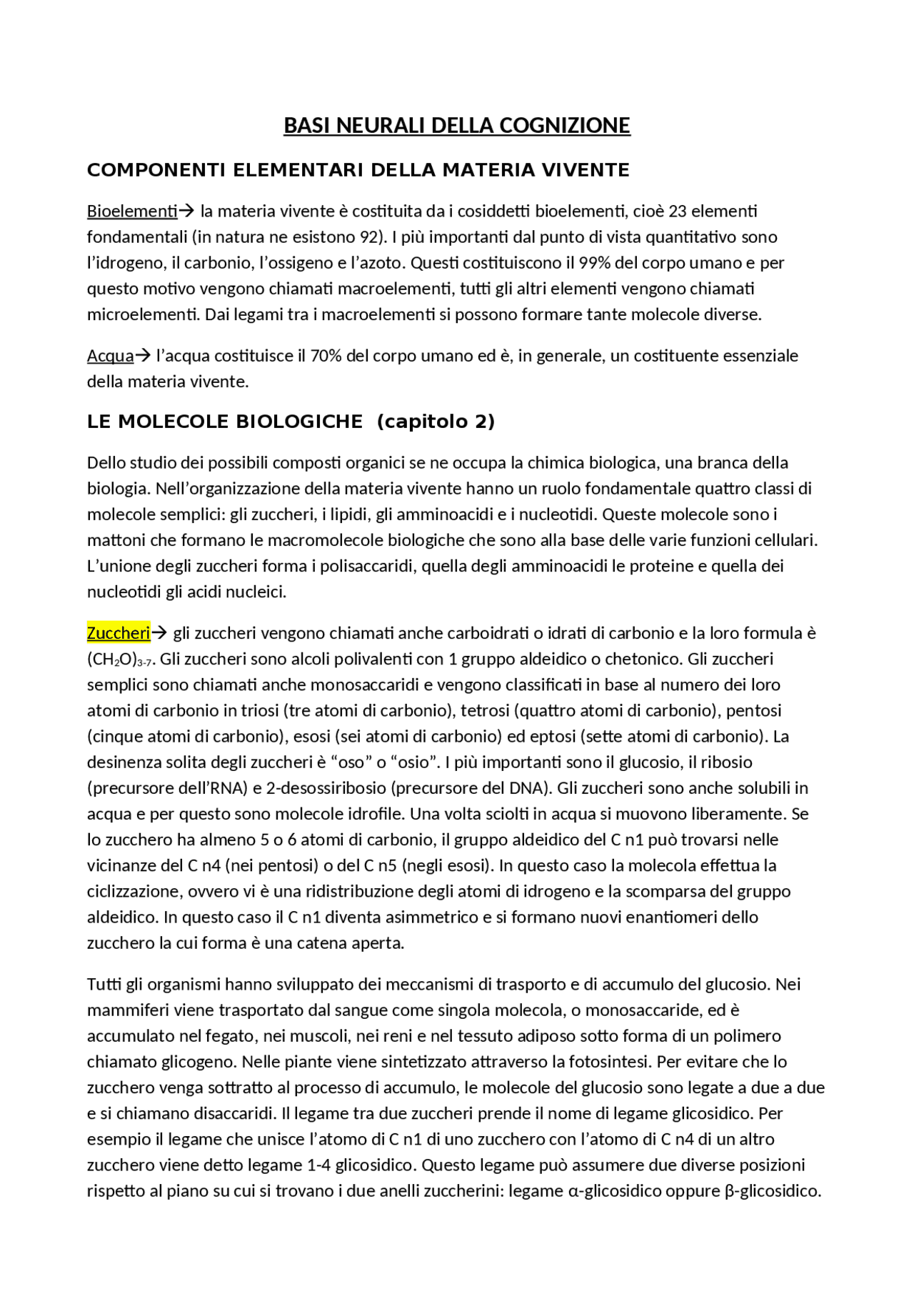 Basi Neurali Della Cognizione Docsity