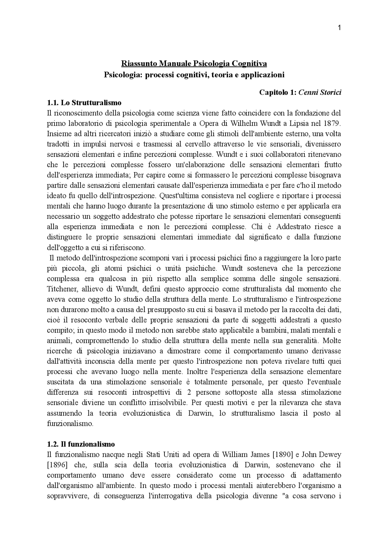 Psicologia Processi Cognitivi Teoria E Applicazioni Docsity
