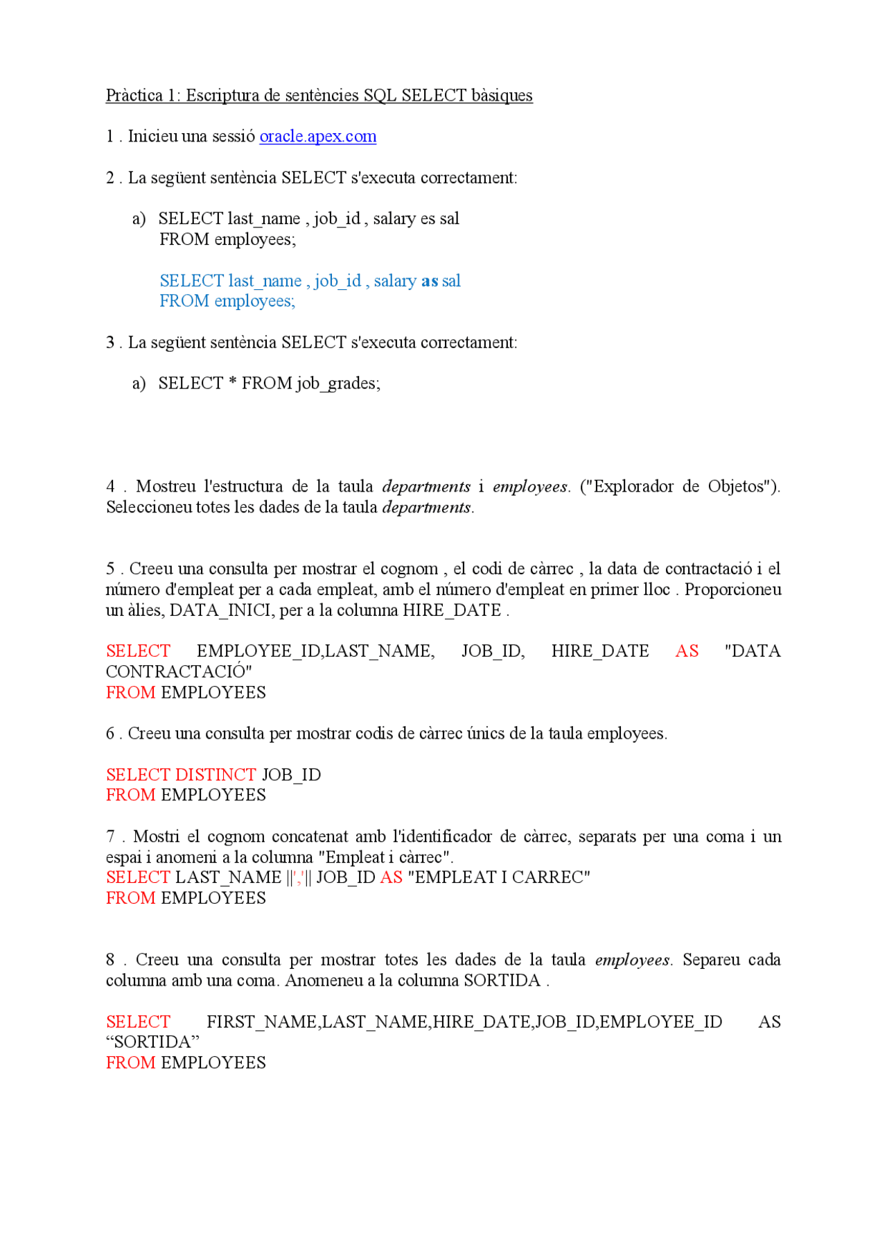 Placticas Sql 23 Ejercicios Docsity