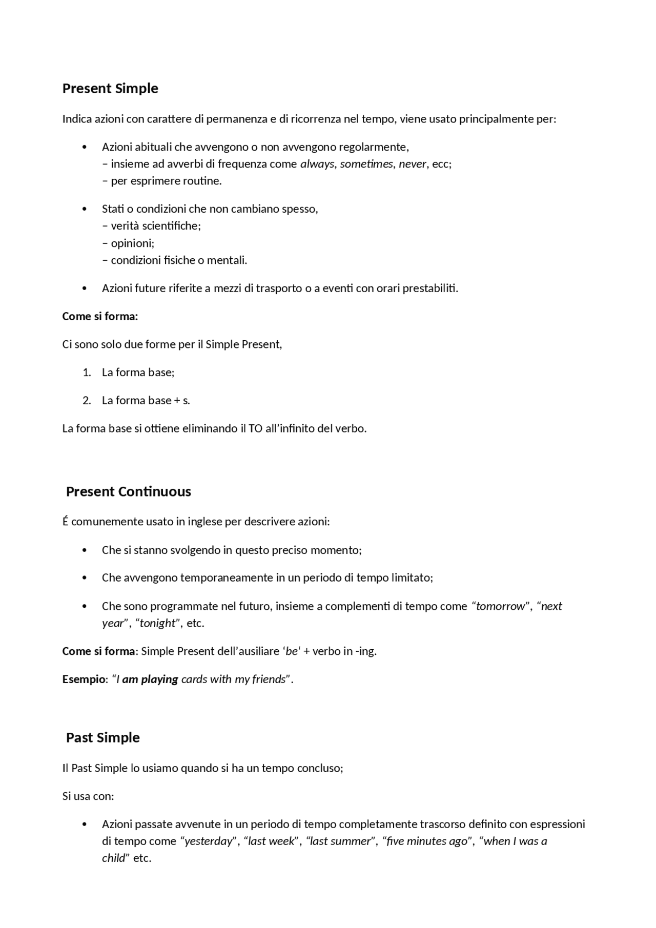 Tempi Verbali Inglese Docsity