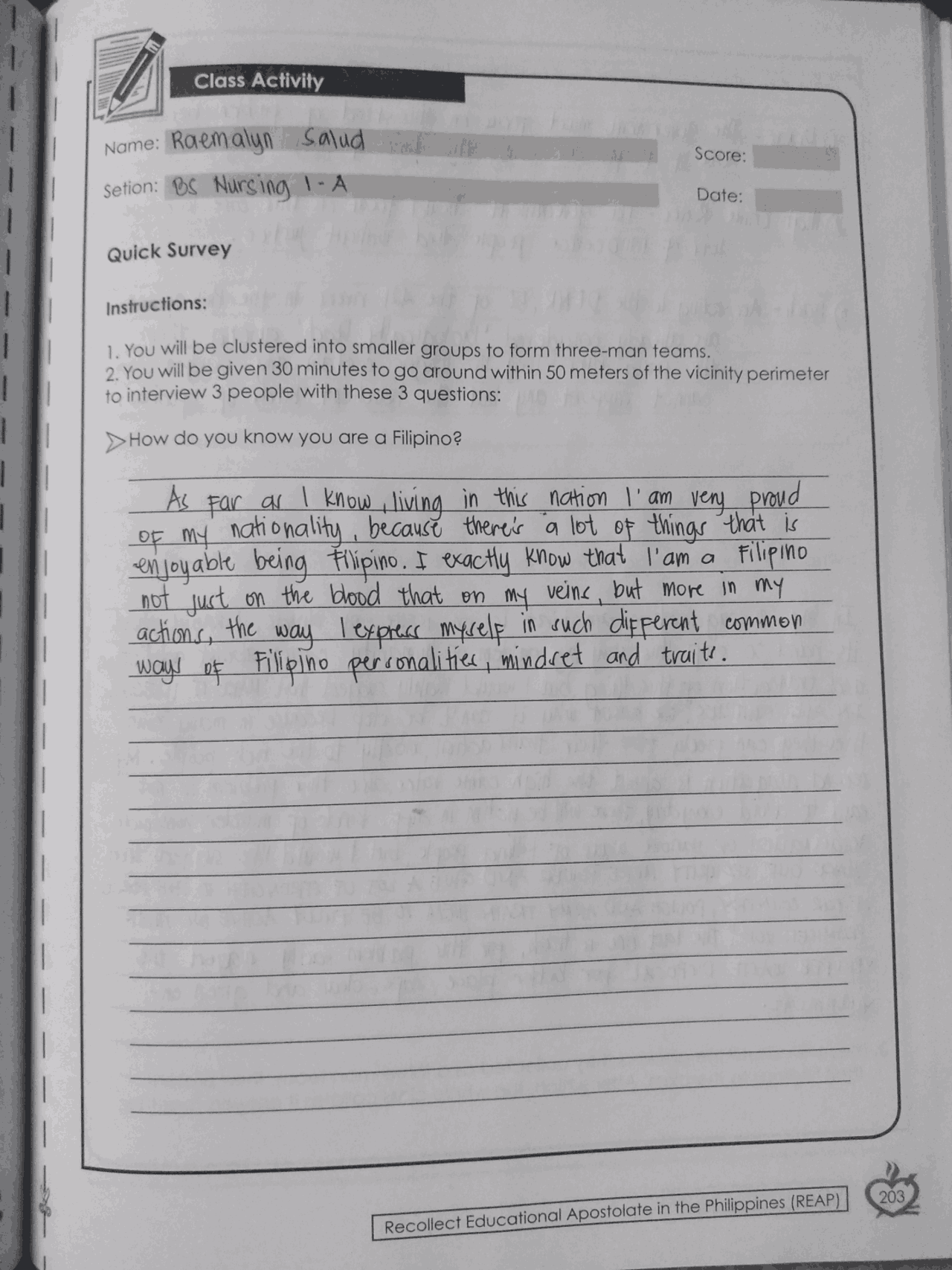 Filipino Survey and major problems in philippines - Docsity
