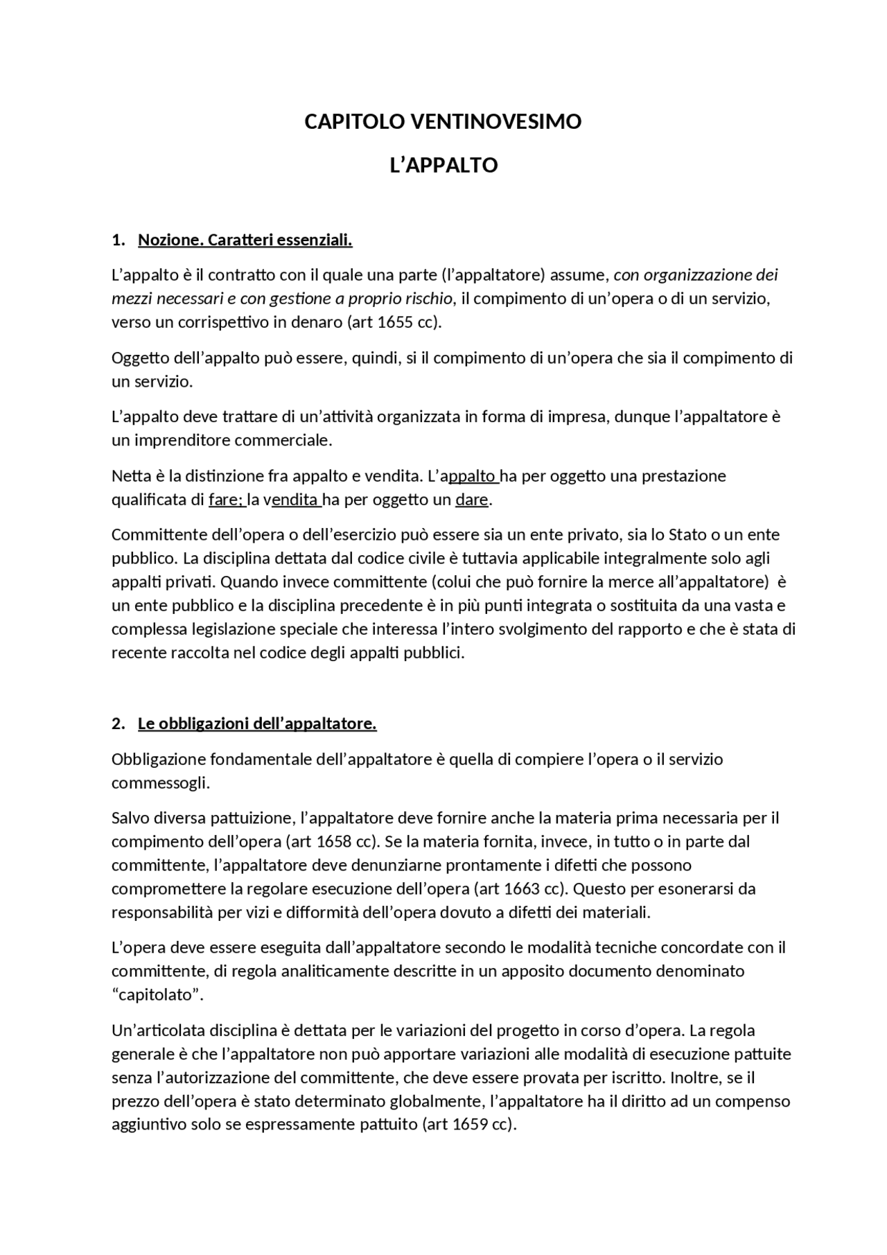 Contratto Di Appalto Sintesi Del Corso Di Diritto Commerciale Docsity