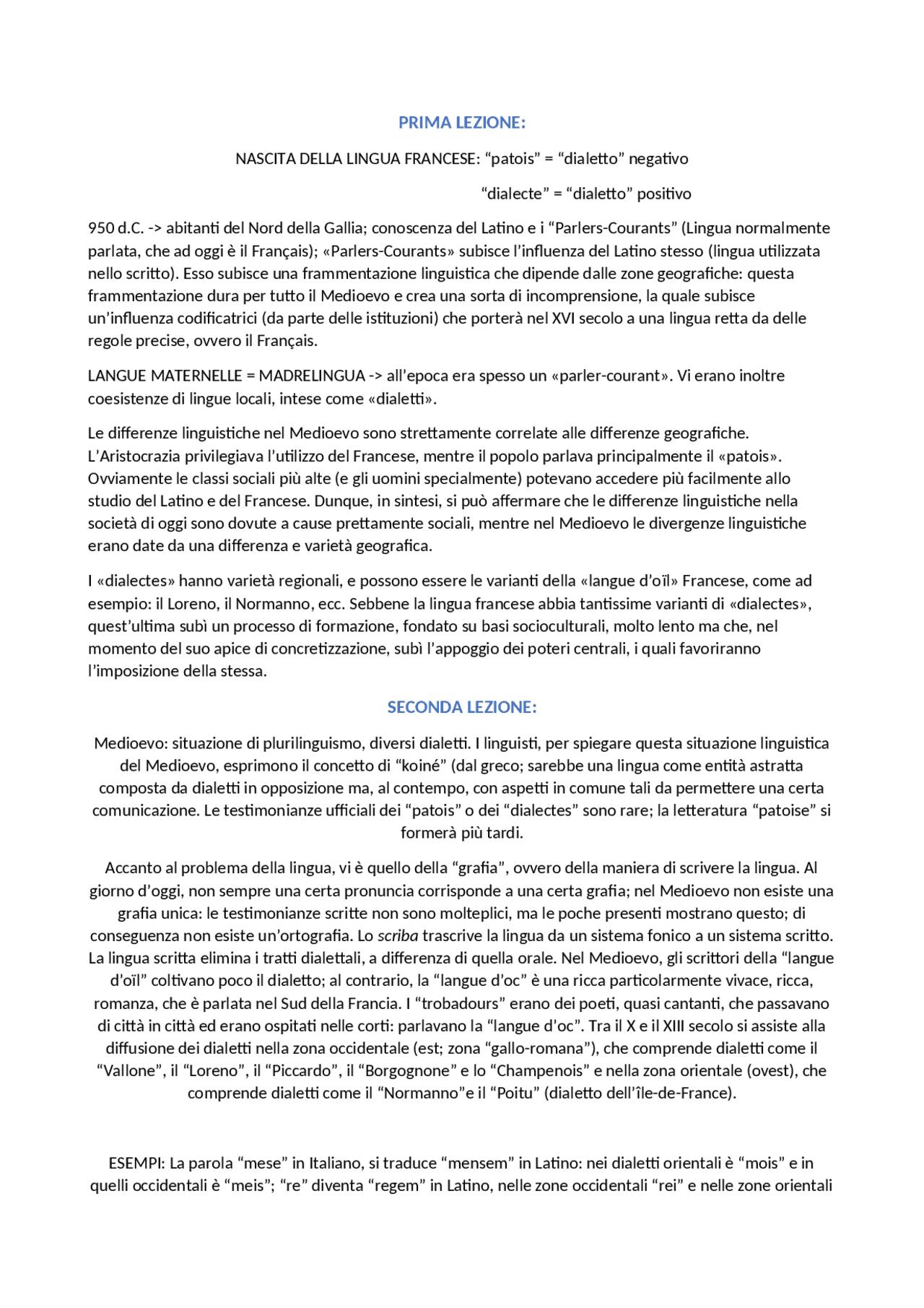 Appunti Lingua E Traduzione Francese I Schellino Docsity