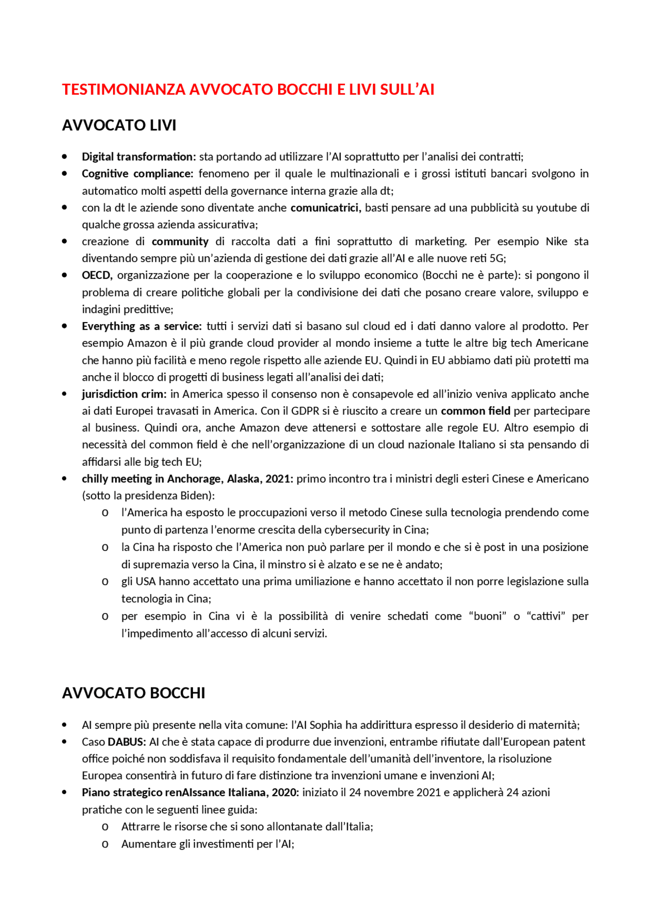 Regolamentazione delle AI - Docsity