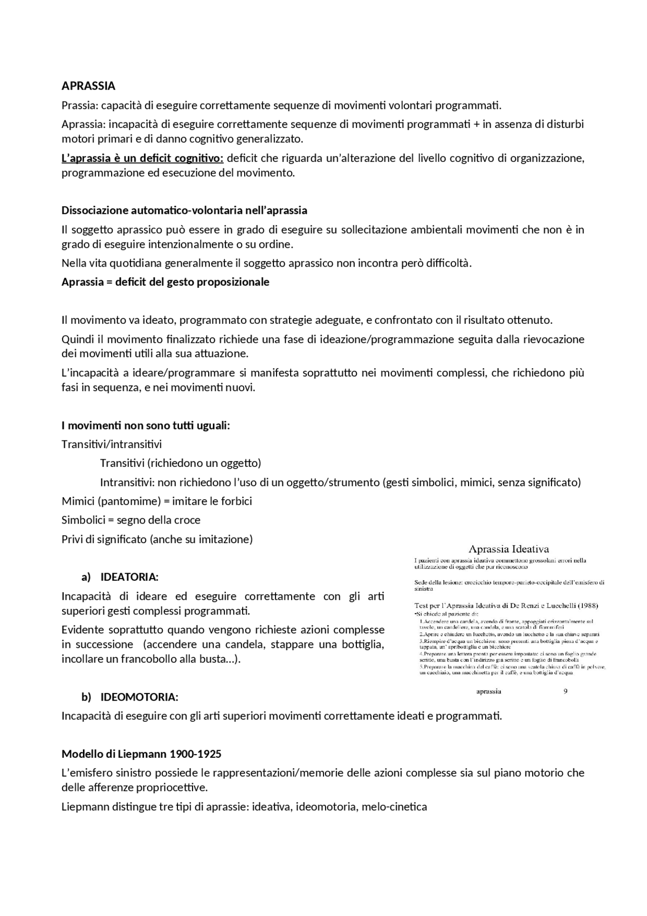Appunti Sullaprassia Docsity