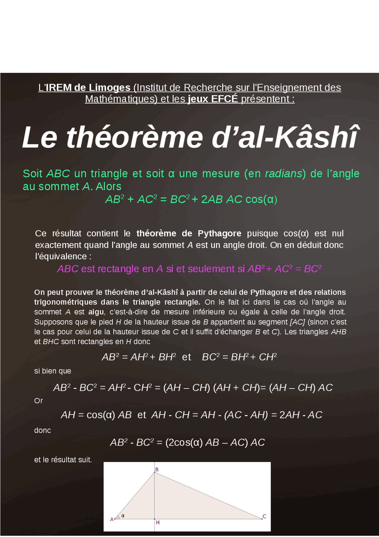 Le théorème d’al-Kâshî - Docsity