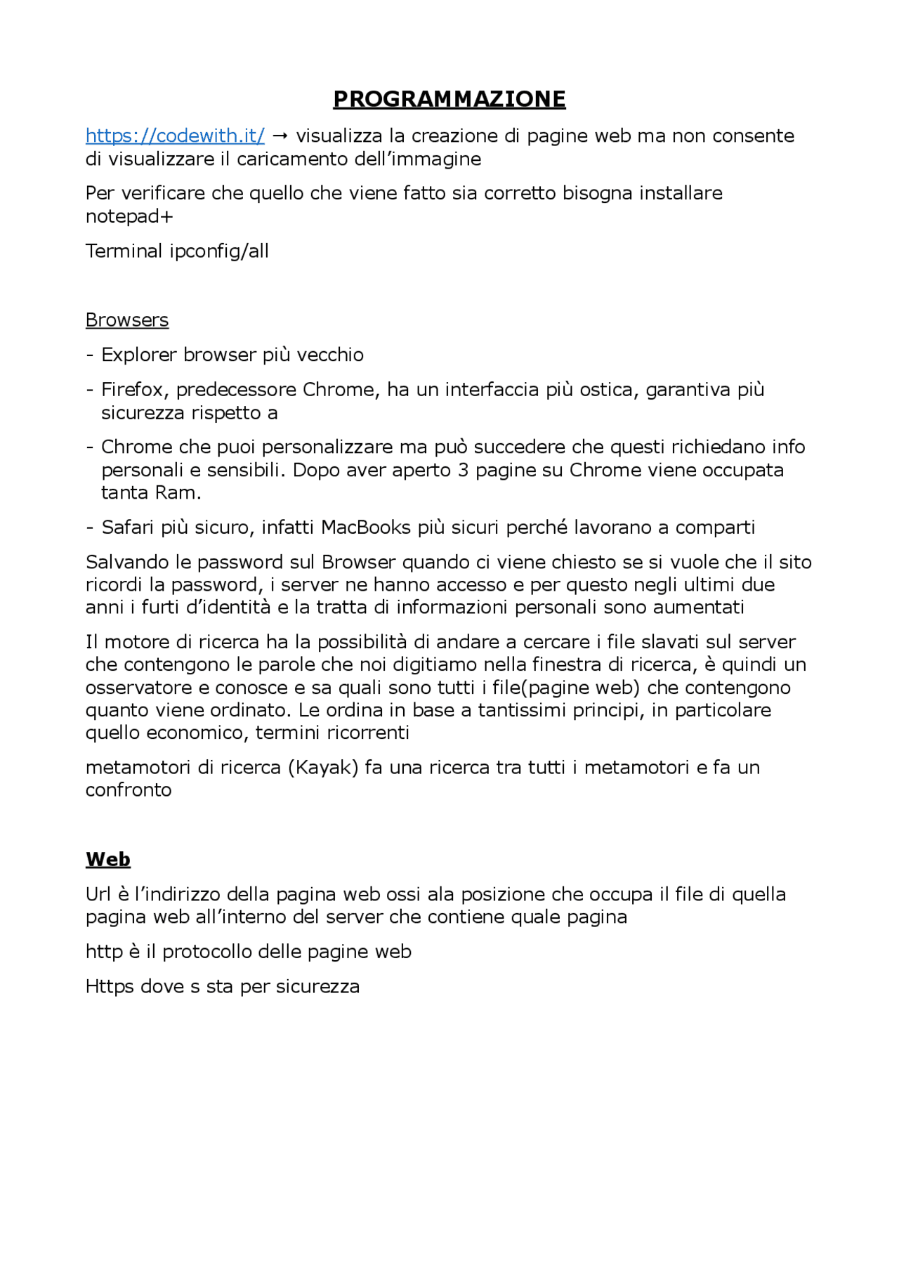 Fondamenti di programmazione HTML - Docsity