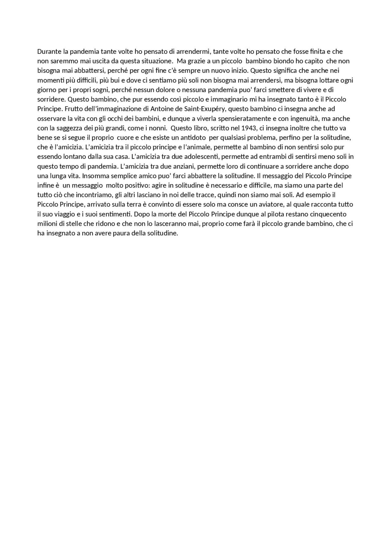 Relazione Il Piccolo Principe Docsity