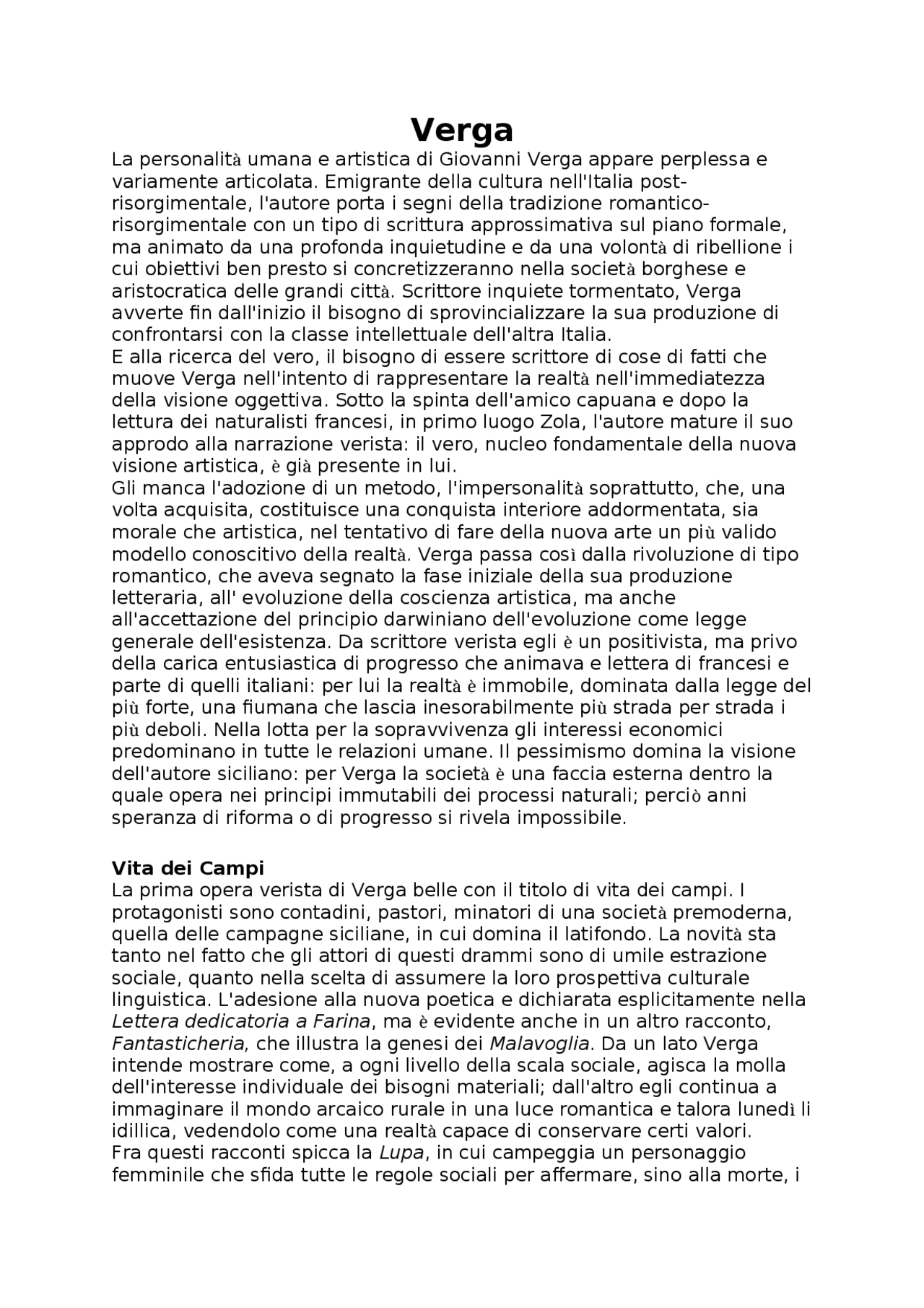 Giovanni Verga Docsity