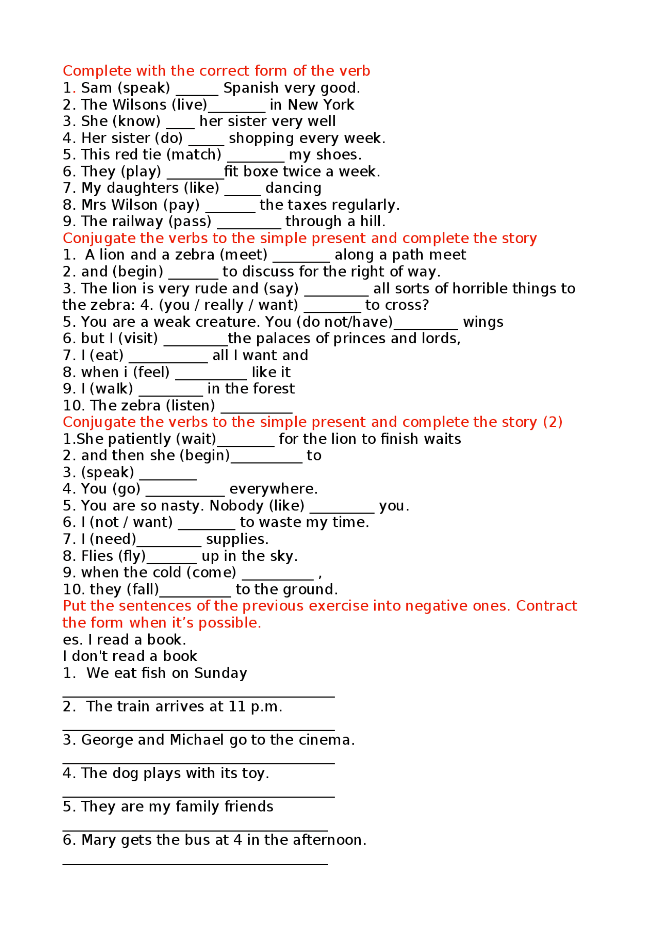Esercizi present simple A2 - Docsity