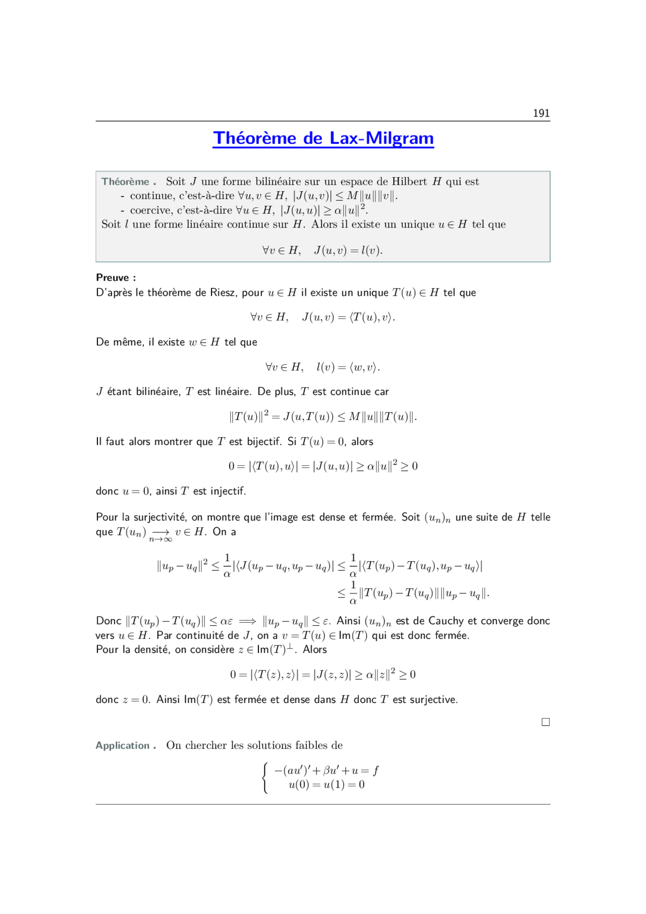 Théorème de Lax-Milgram - Docsity