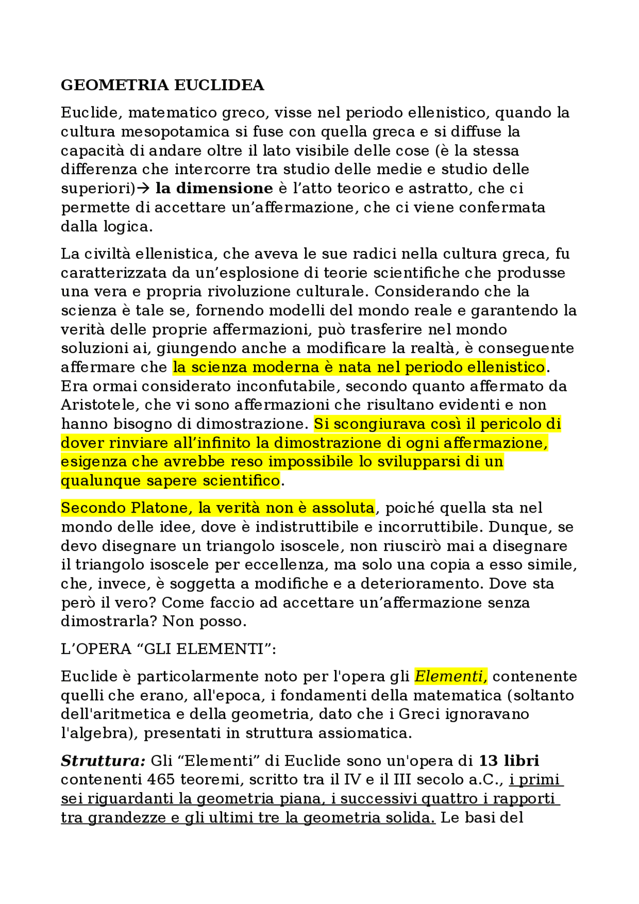Geometria Euclidea Introduzione Docsity