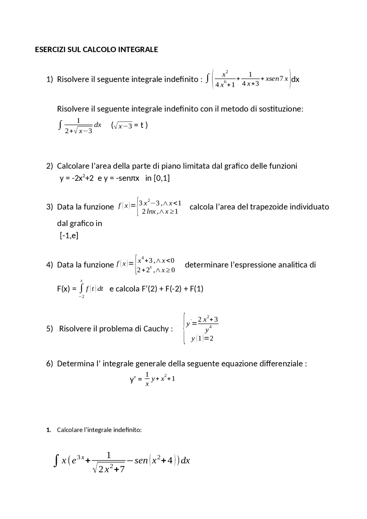 Esercizi Sul Integrali Docsity