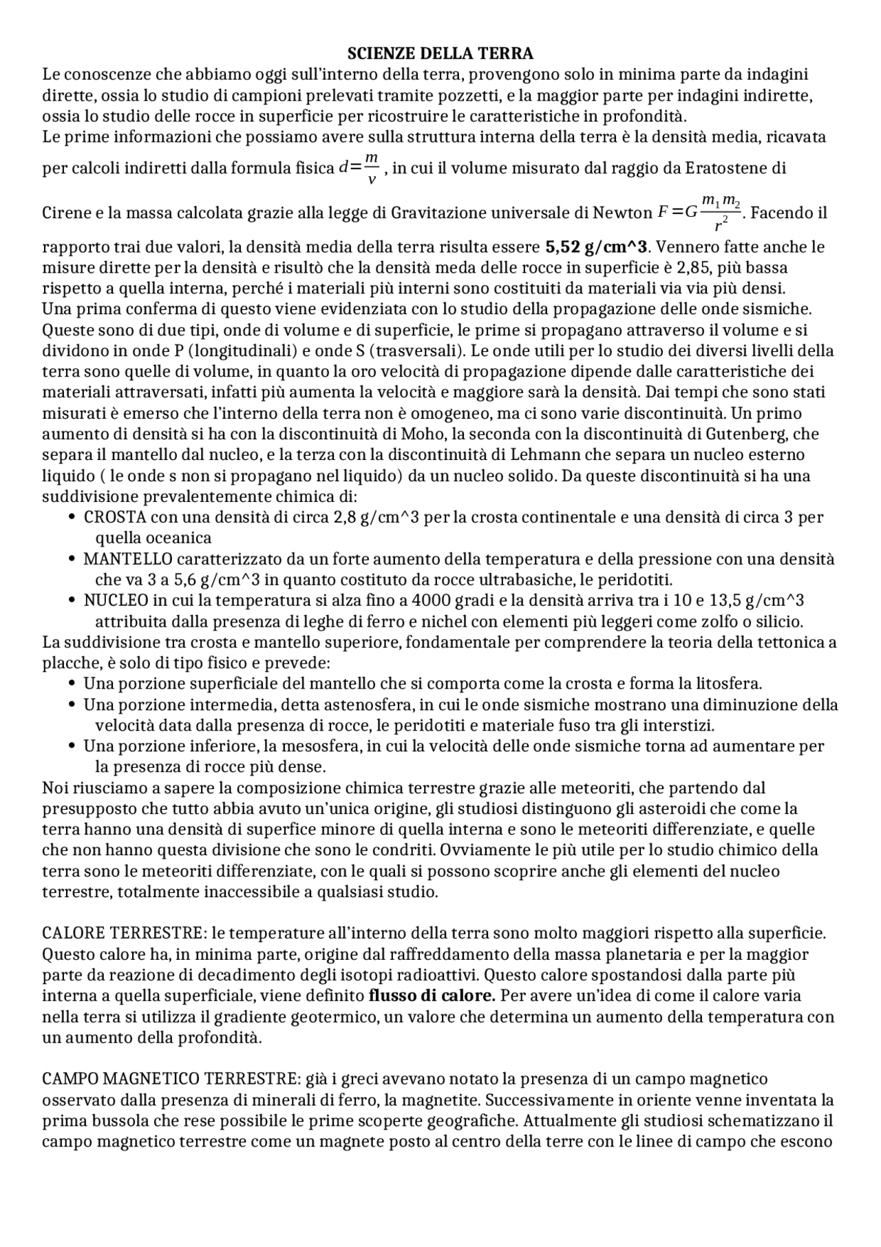 Riassunto Programma Scienze Della Terra 5 Anno Docsity