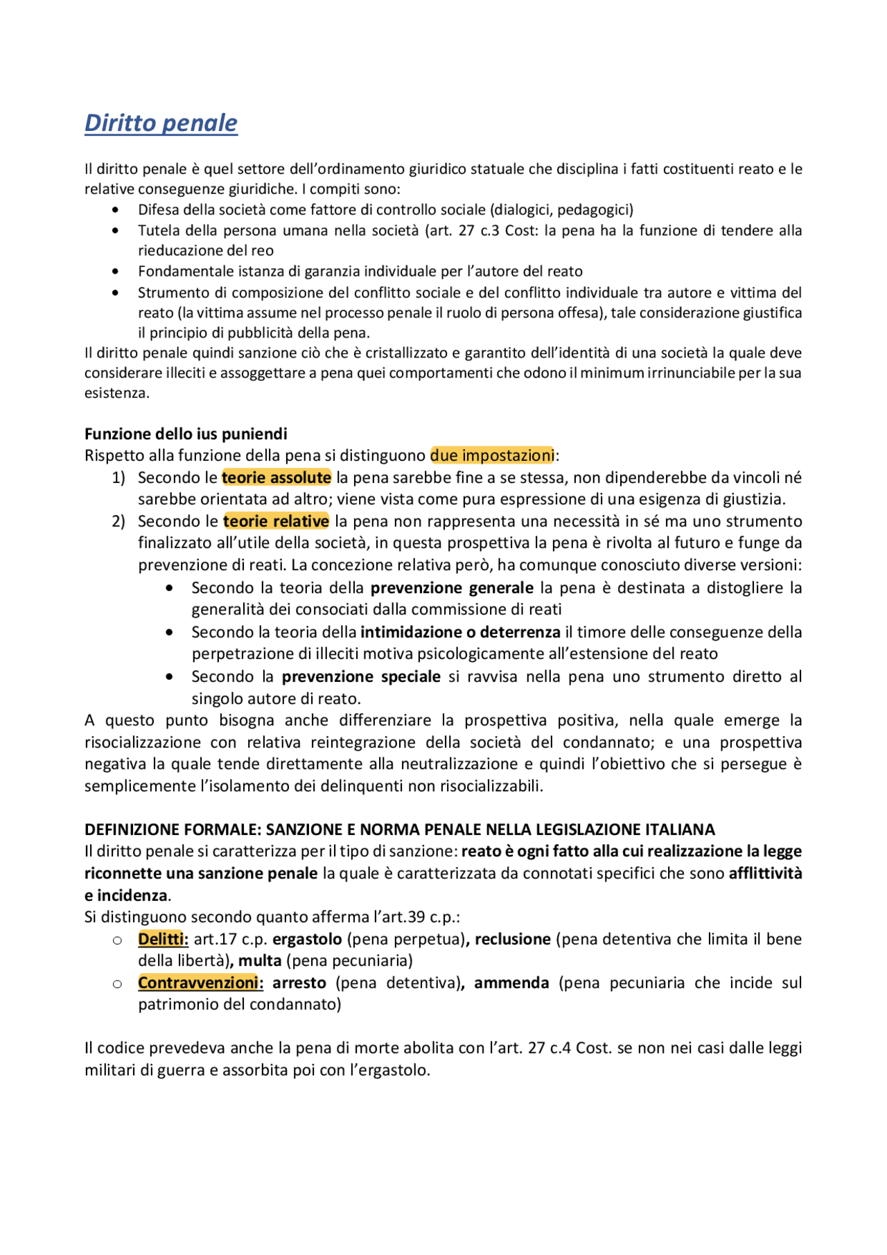 Riassunto Del Manuale Di Diritto Penale Docsity