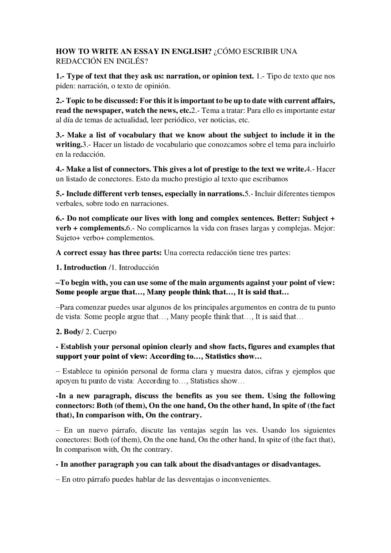 HOW TO WRITE AN ESSAY IN ENGLISH - Docsity