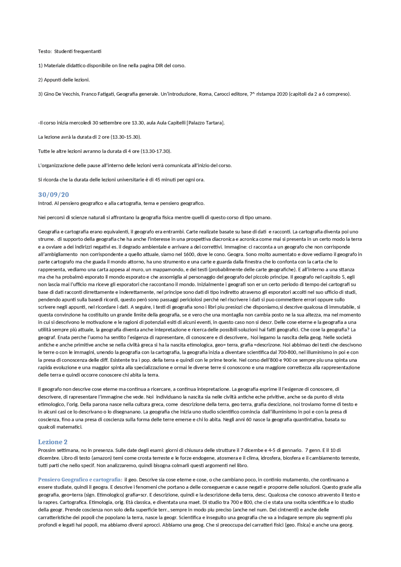 Appunti Di Geografia Delle Lezioni Delluniupo Docsity