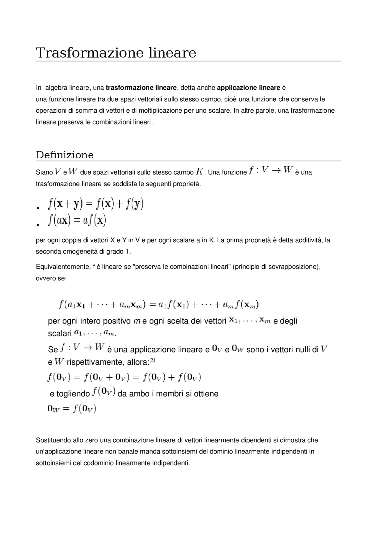 Applicazione lineare - Docsity