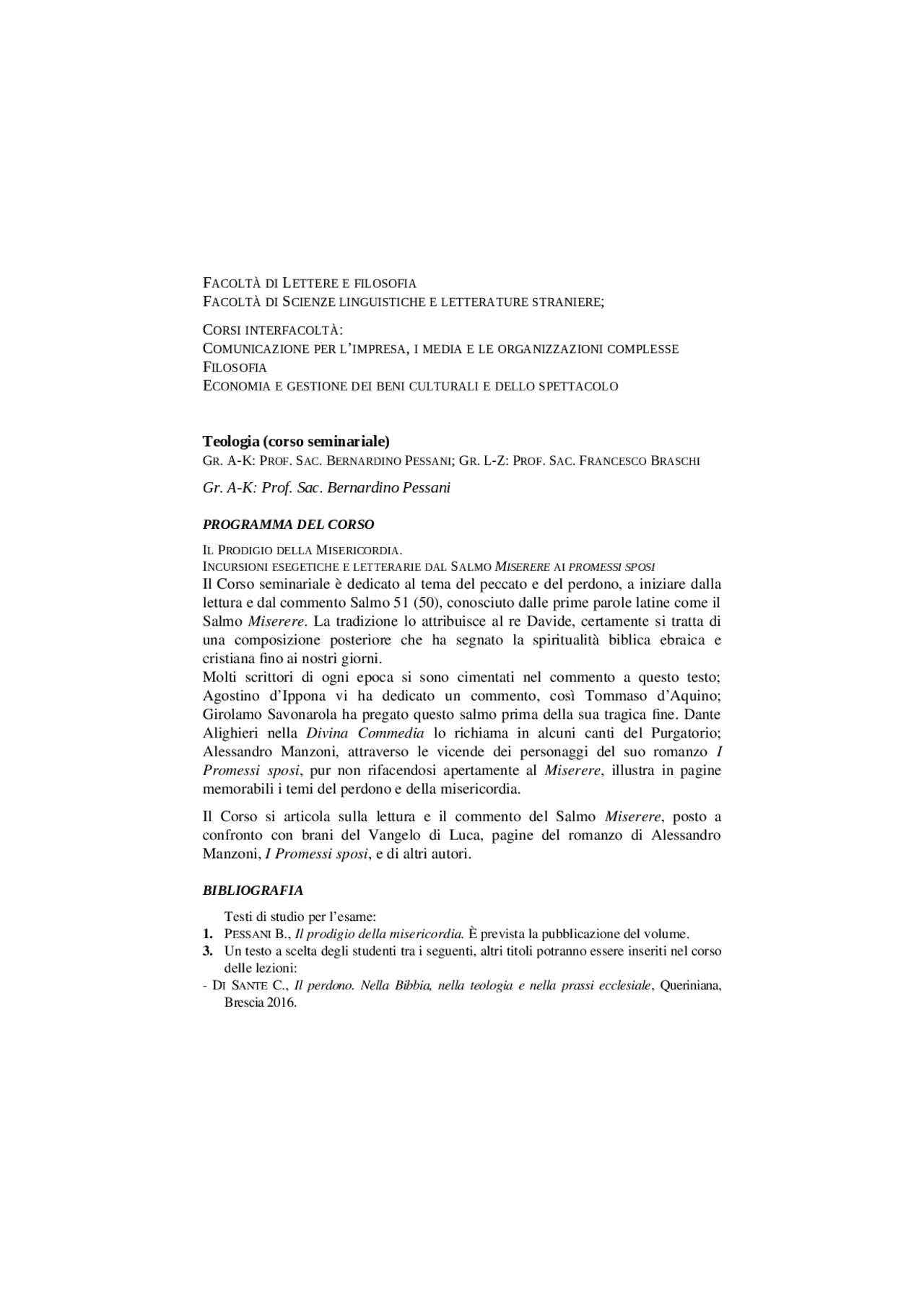 Programma esame teologia - Docsity