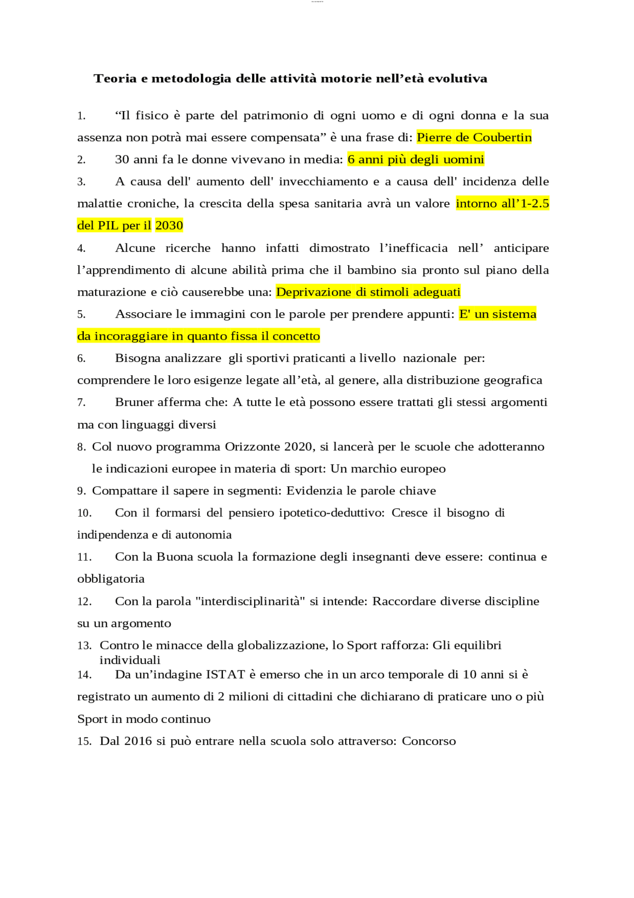 Teoria E Metodologia Delle AttivitÀ Motorie DelletÀ Evolutiva Docsity