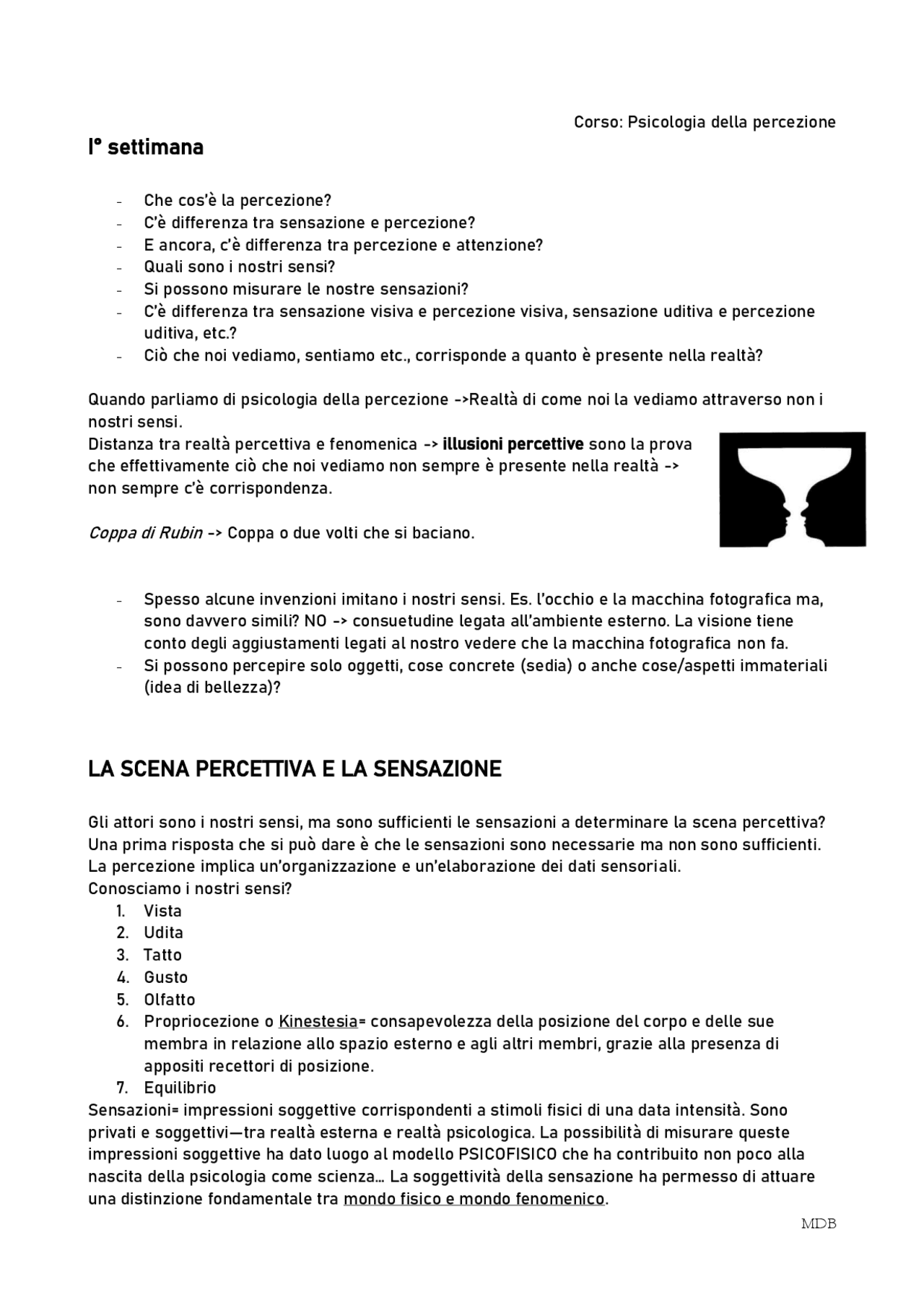 Appunti E Slides Esame Psicologia Della Percezione Docsity
