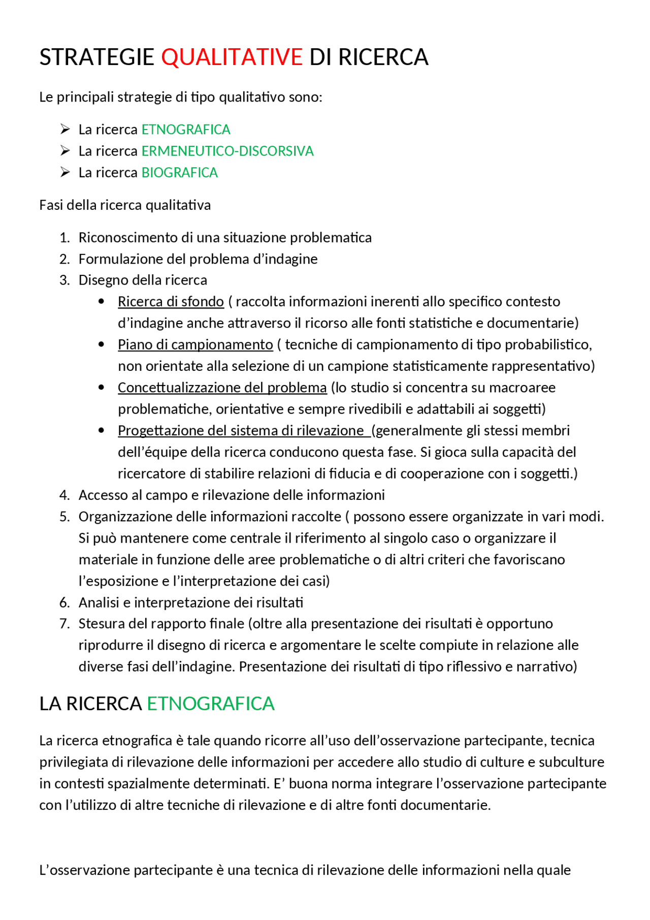 Strategie Qualitative Di Ricerca Docsity