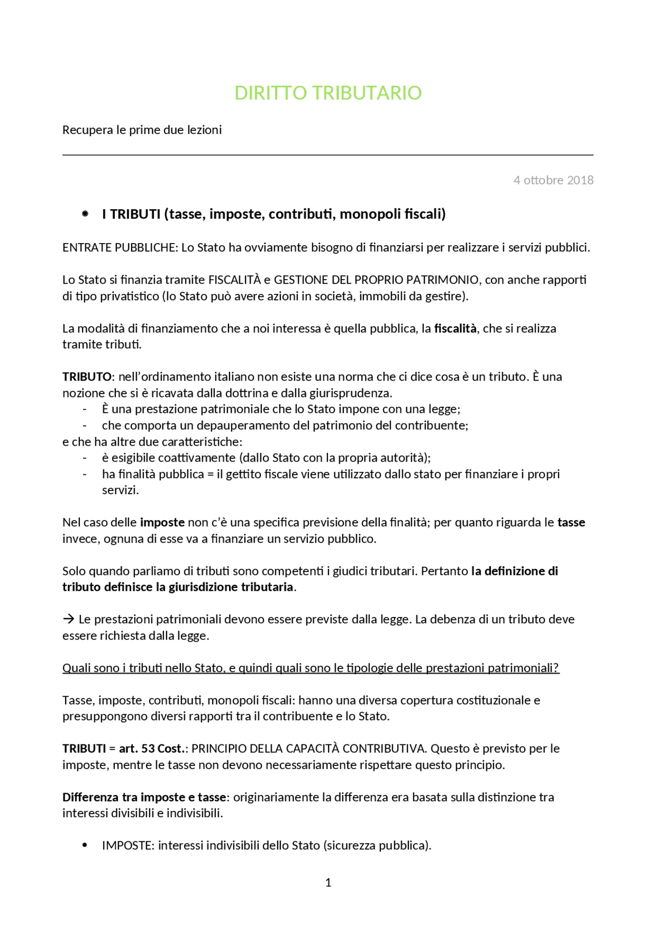 Appunti Di Diritto Tributario Docsity