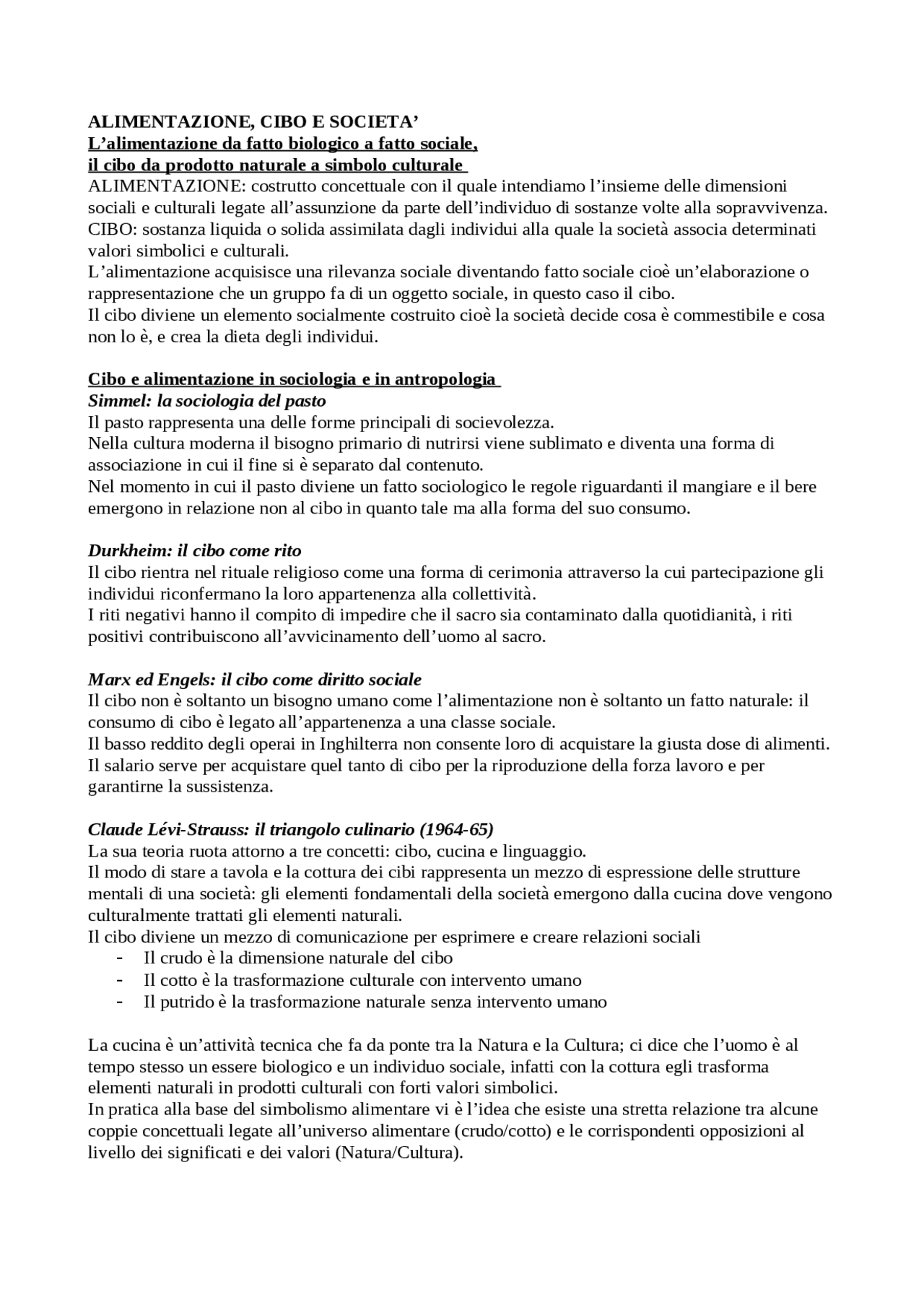 Il Cibo Flessibile Riassunto Docsity