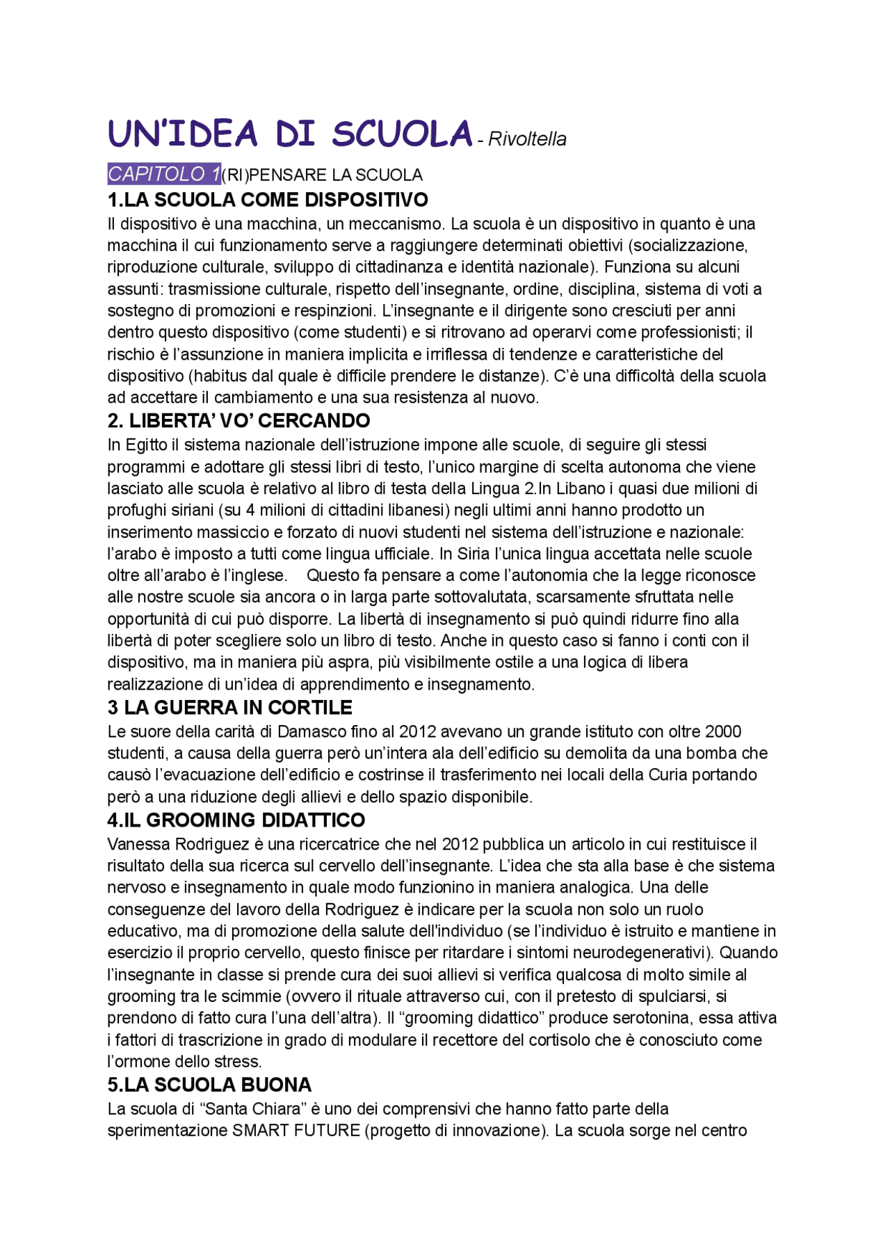 Un Idea Di Scuola Di Pier Cesare Rivoltella Docsity