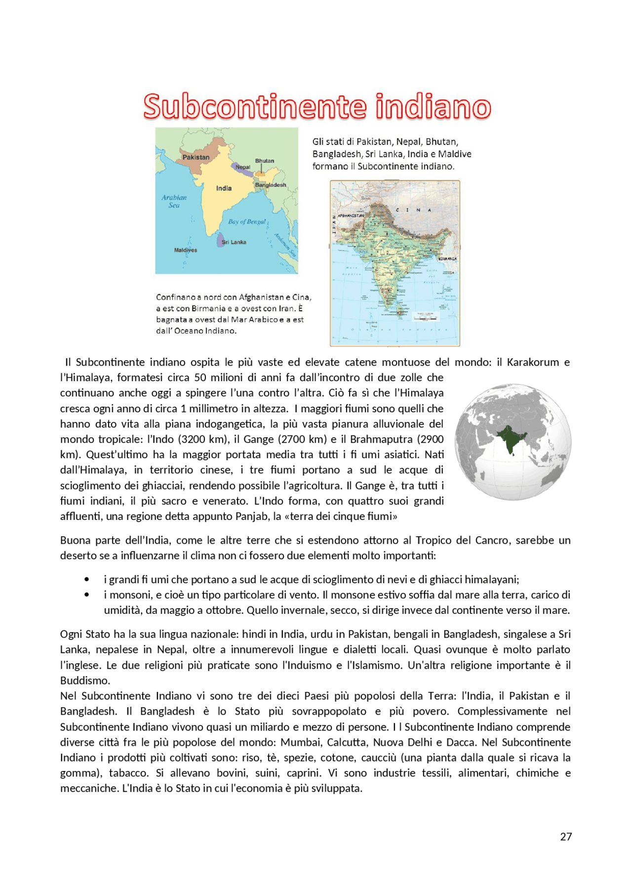 Subcontinente indiano - Docsity