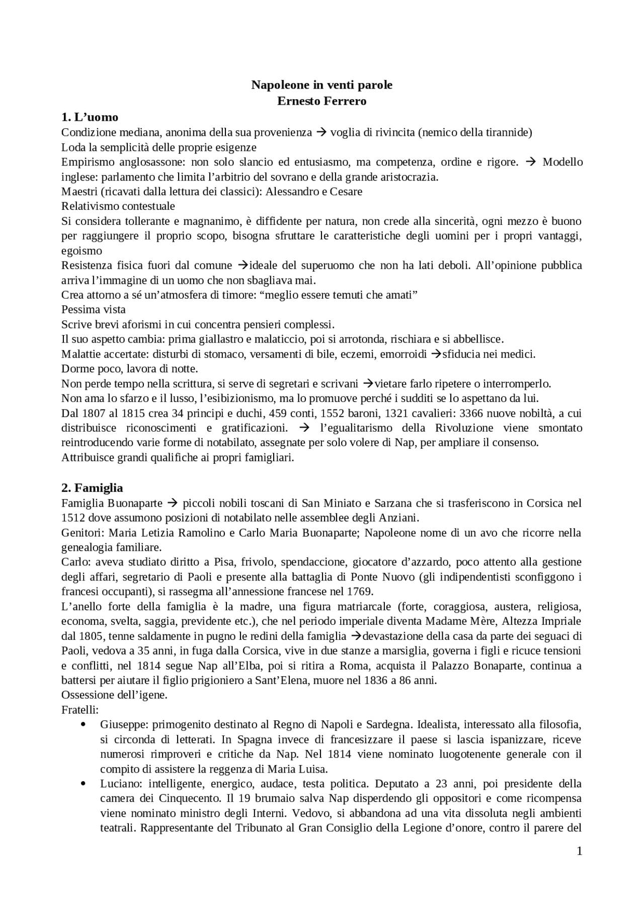 Napoleone In Venti Parole Docsity