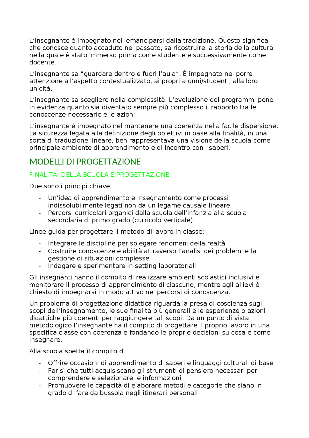 Dalla Progettazione Alla Valutazione Didattica Docsity