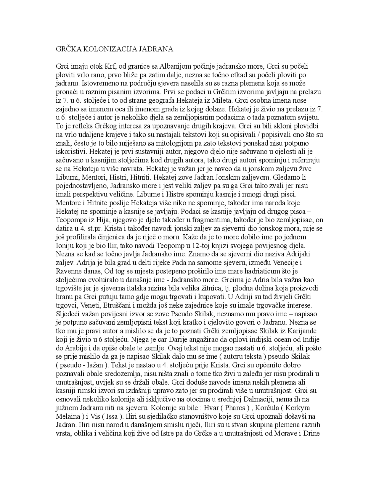 Istorija Grcka Kolonijalizacija Beleške Predlog Istorija Docsity