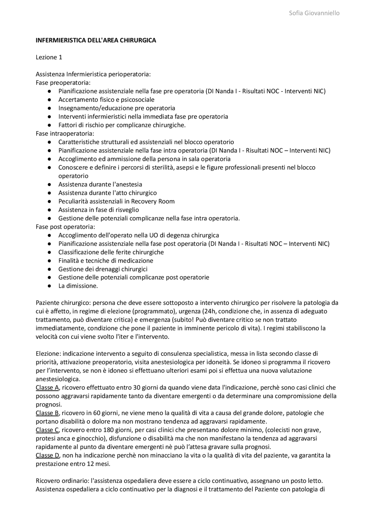 Infermieristica Dellarea Chirurgica Docsity
